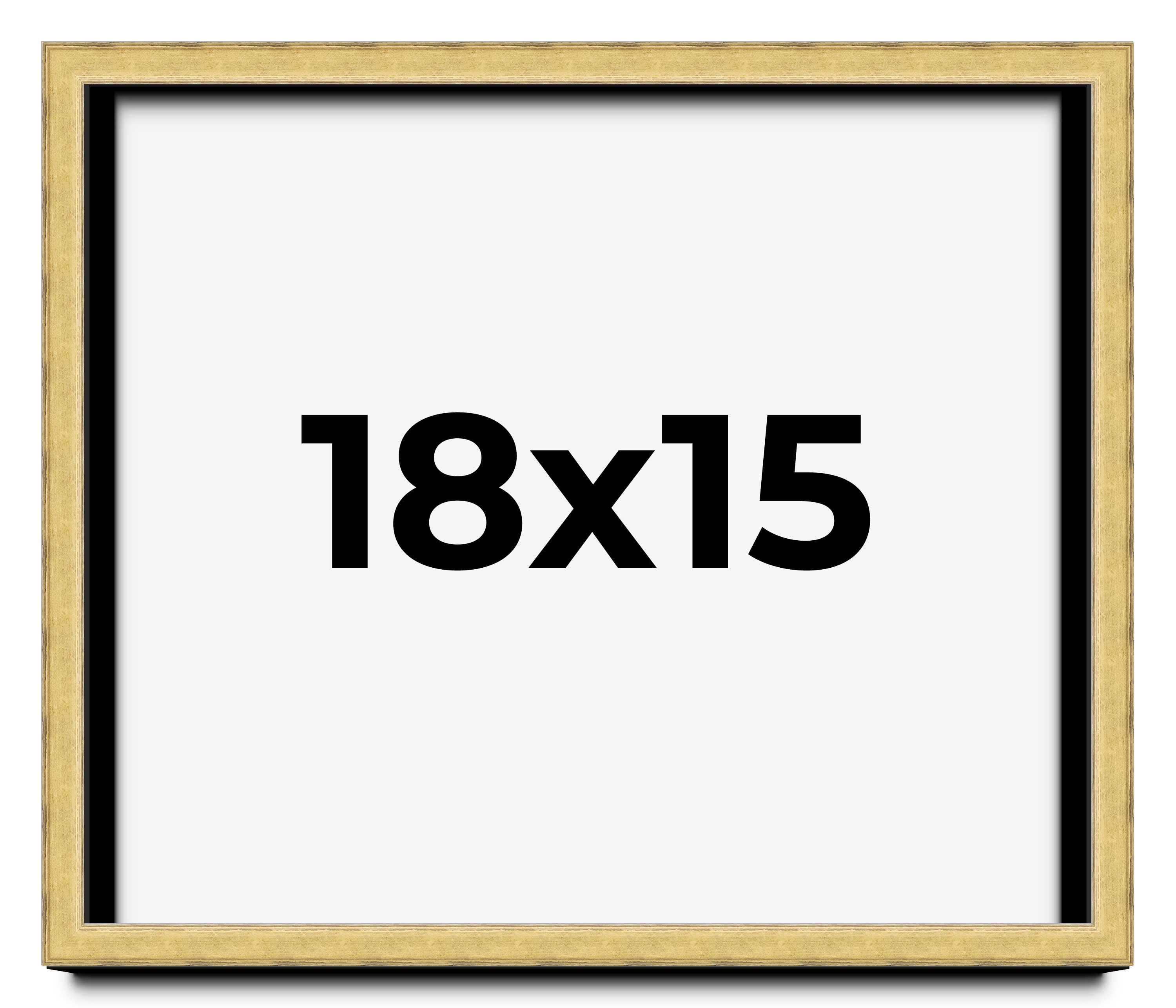 18x15 Shadow Box Frame Gold | 1.375 Inches Deep Real Wood Contemporary ...