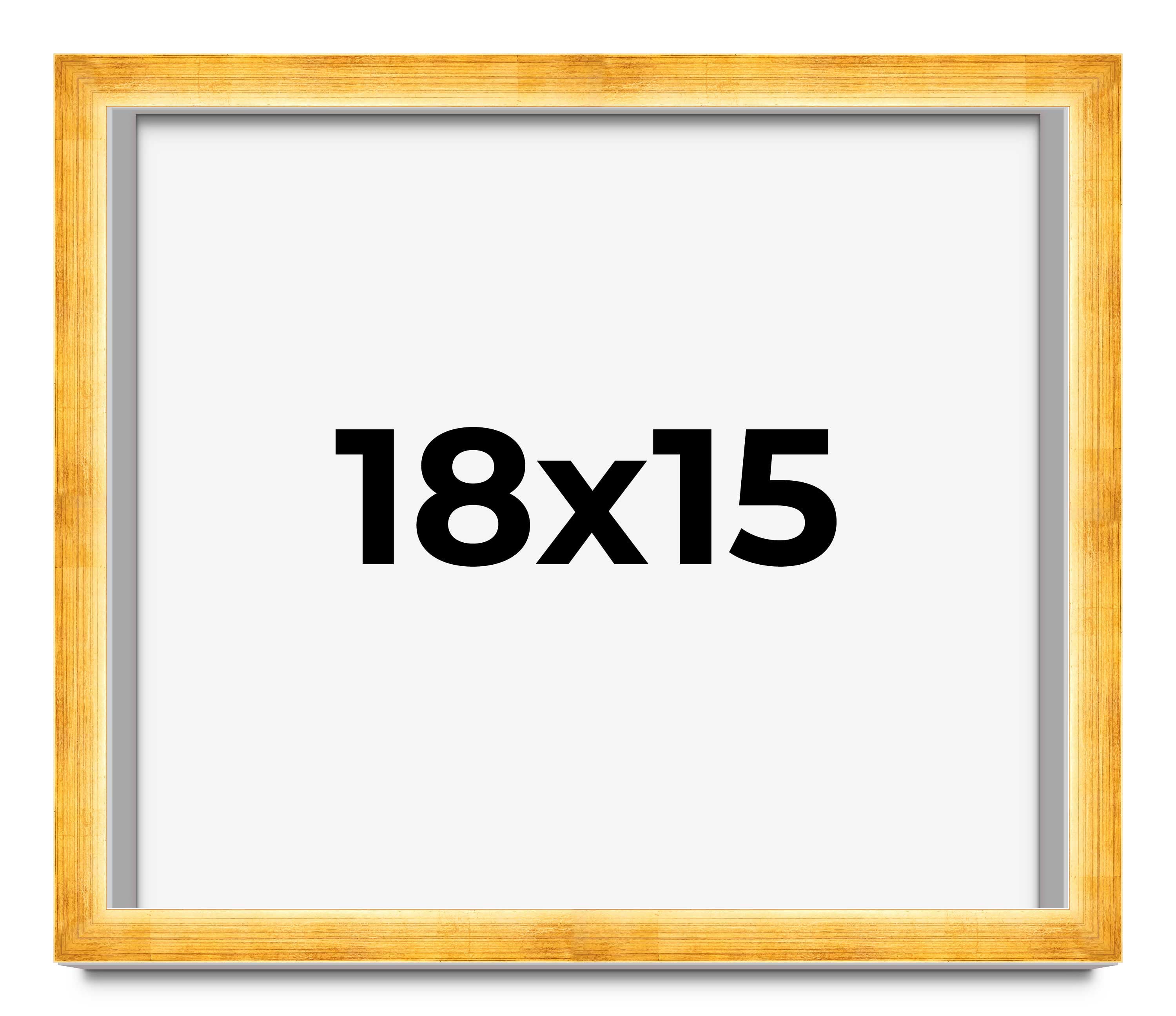 18x15 Shadow Box Frame Gold | 1.625 Inches Deep Real Wood Traditional ...