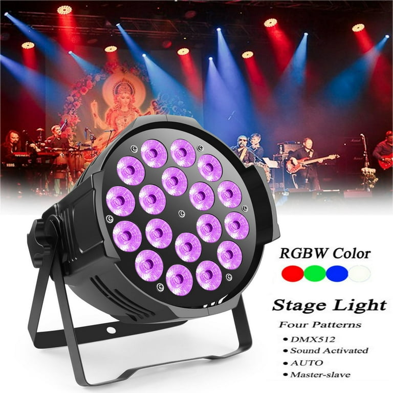 18x15W LED Par Can Lights RGBW DMX Stage Lighting Vocie Control Uplights for Disco Party Events Wedding Walmart
