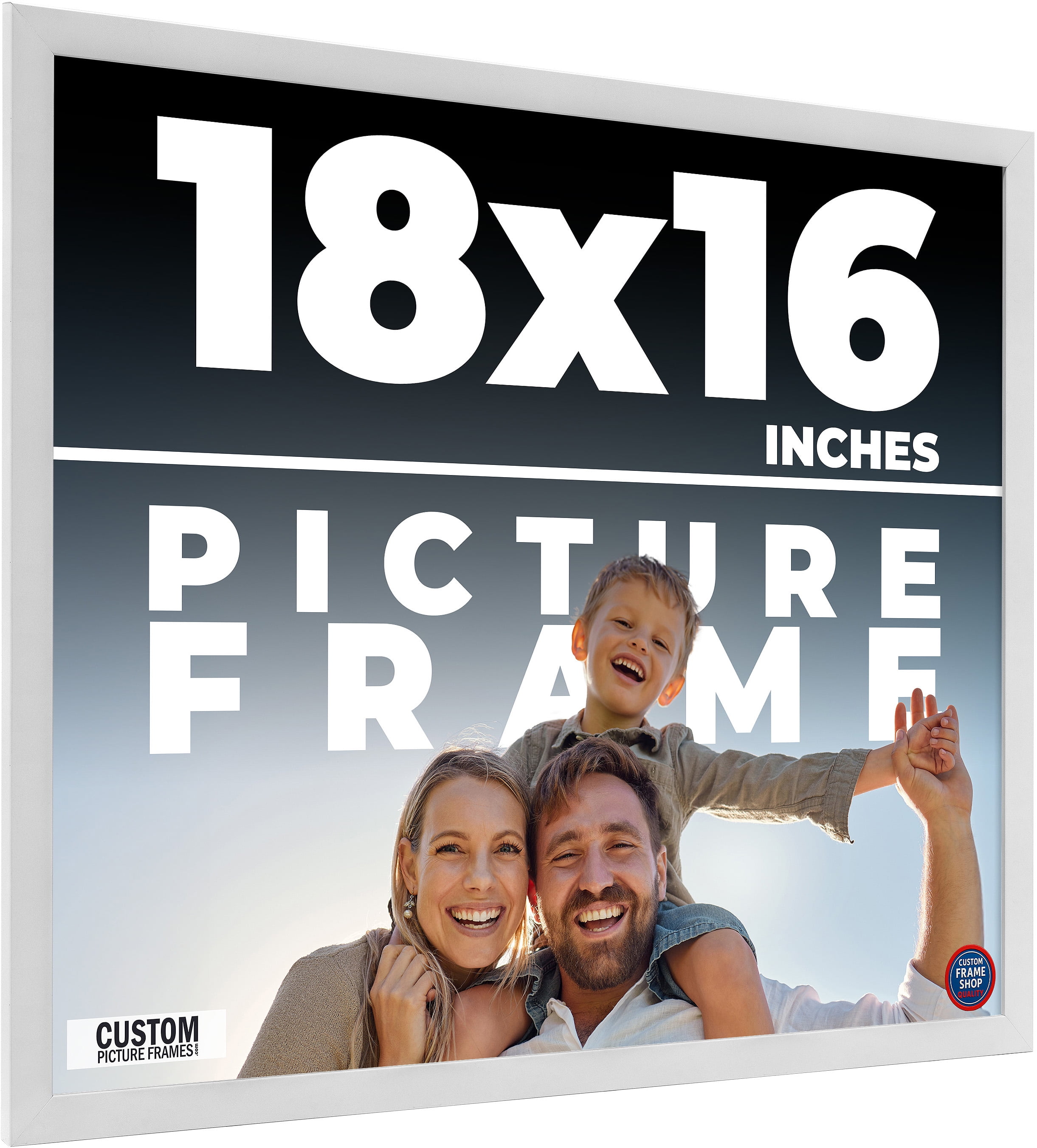18x16 Frame White Solid Wood Picture Frame Includes UV Acrylic Shatter ...