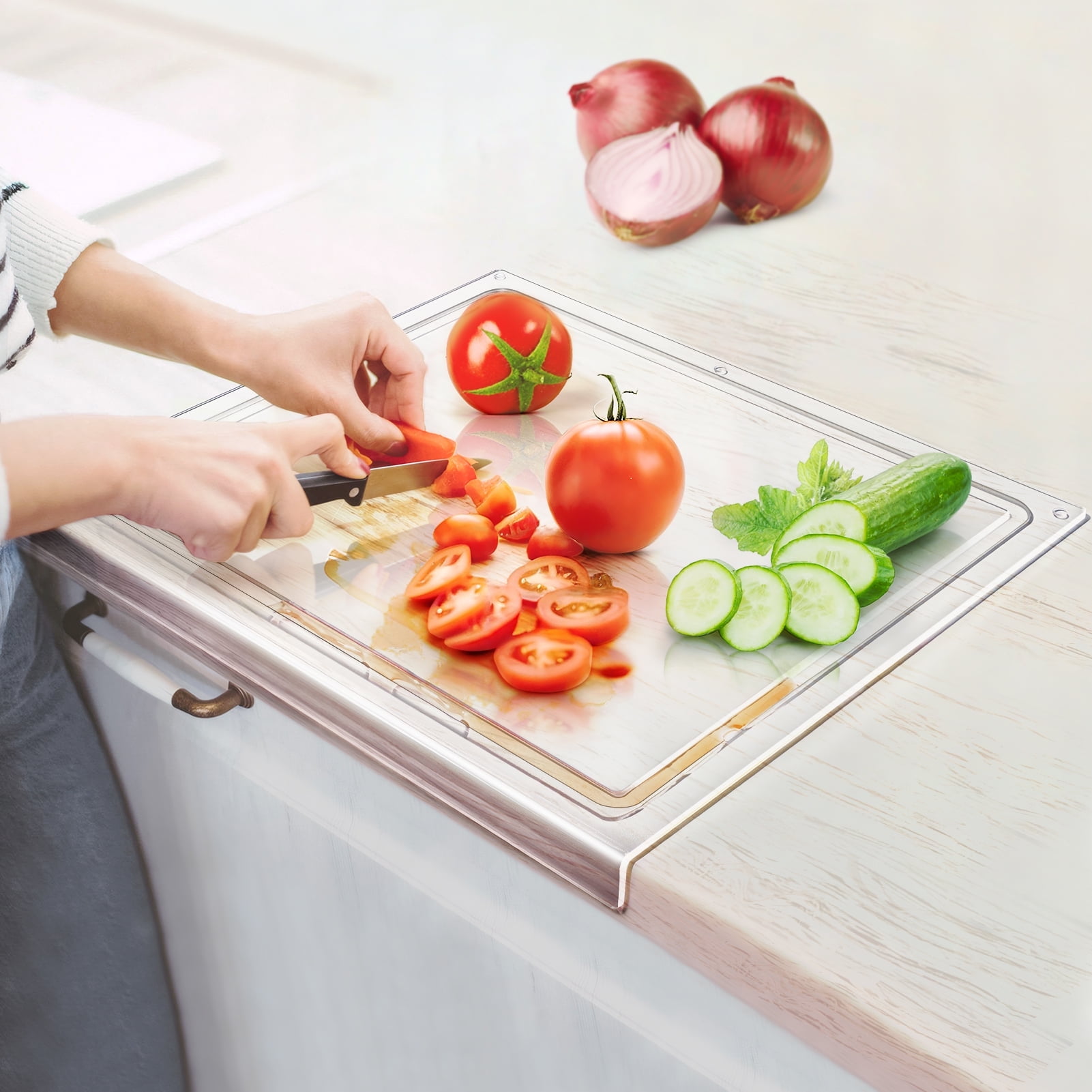 18x16 Inch Clear Cutting Board with Juice Groove, Acrylic Cutting Board ...