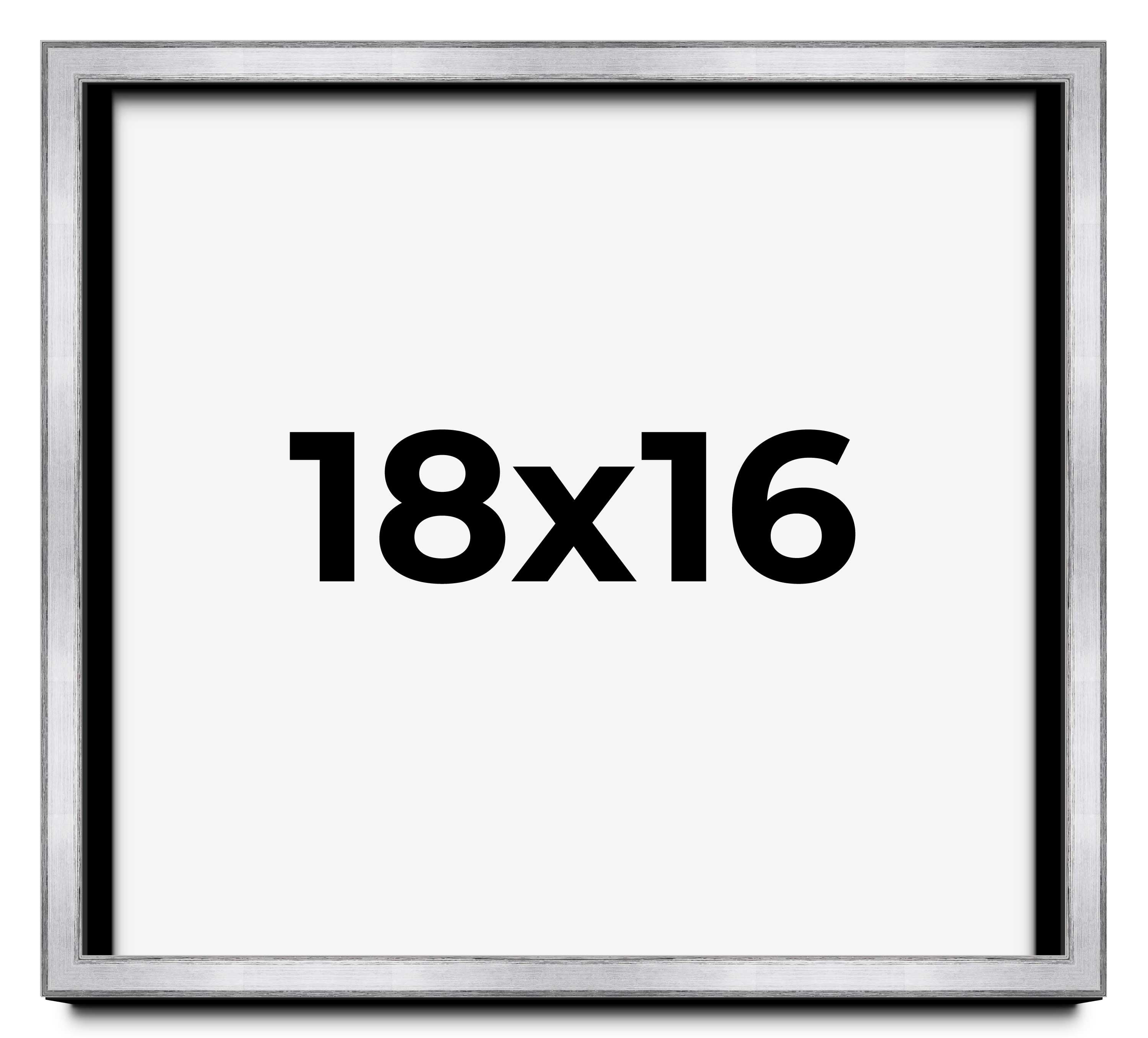 18x16 Shadow Box Frame Silver | 1.375 Inches Deep Real Wood ...
