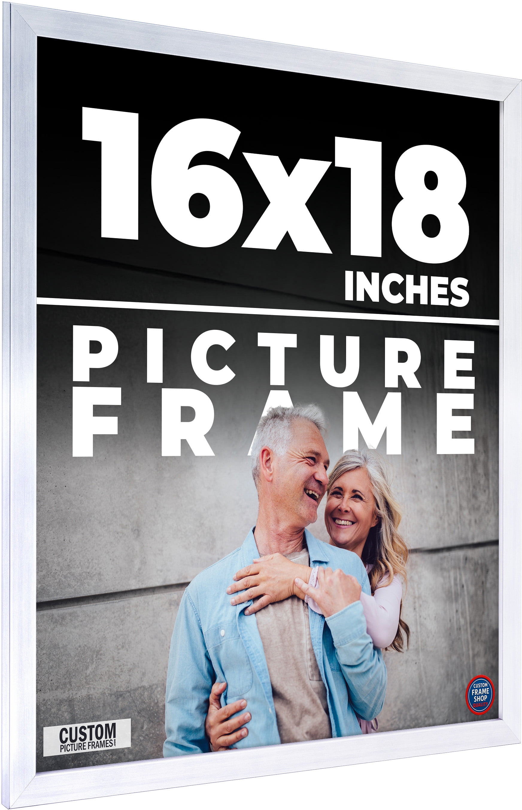 18x16 Silver Wood Picture Frame - UV Acrylic, Foam Board Backing ...