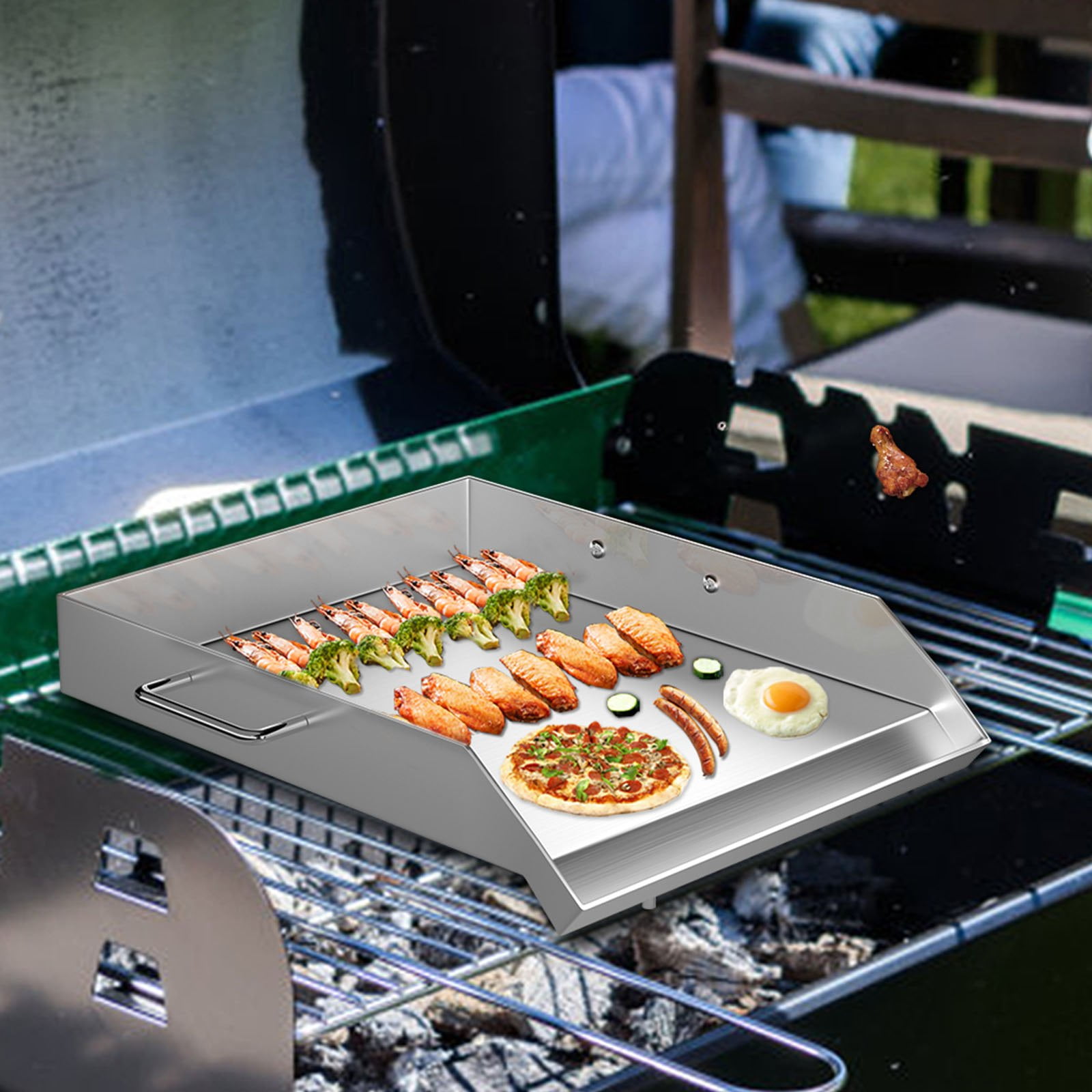 18x16 Stainless Steel Griddle - Universal Flat Top BBQ Plate with ...