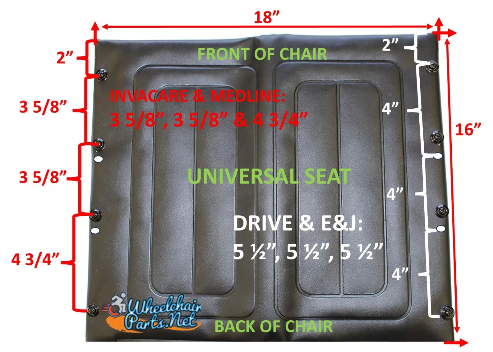 18x16 Universal SEAT Vinyl Upholstery For Wheelchairs. Fits on Invacare ...