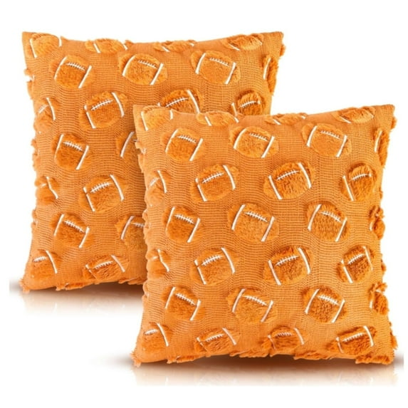 18x18 Decorative Football Pillow Cases Set of 2 - Brown Winter Rust ...