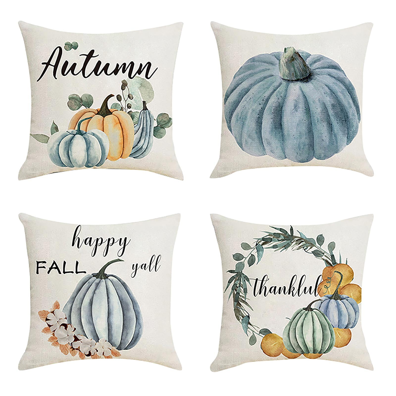 18x18 Fall Throw Pillow Covers Set of 4, Pumpkin Maple Leaf Decorative ...