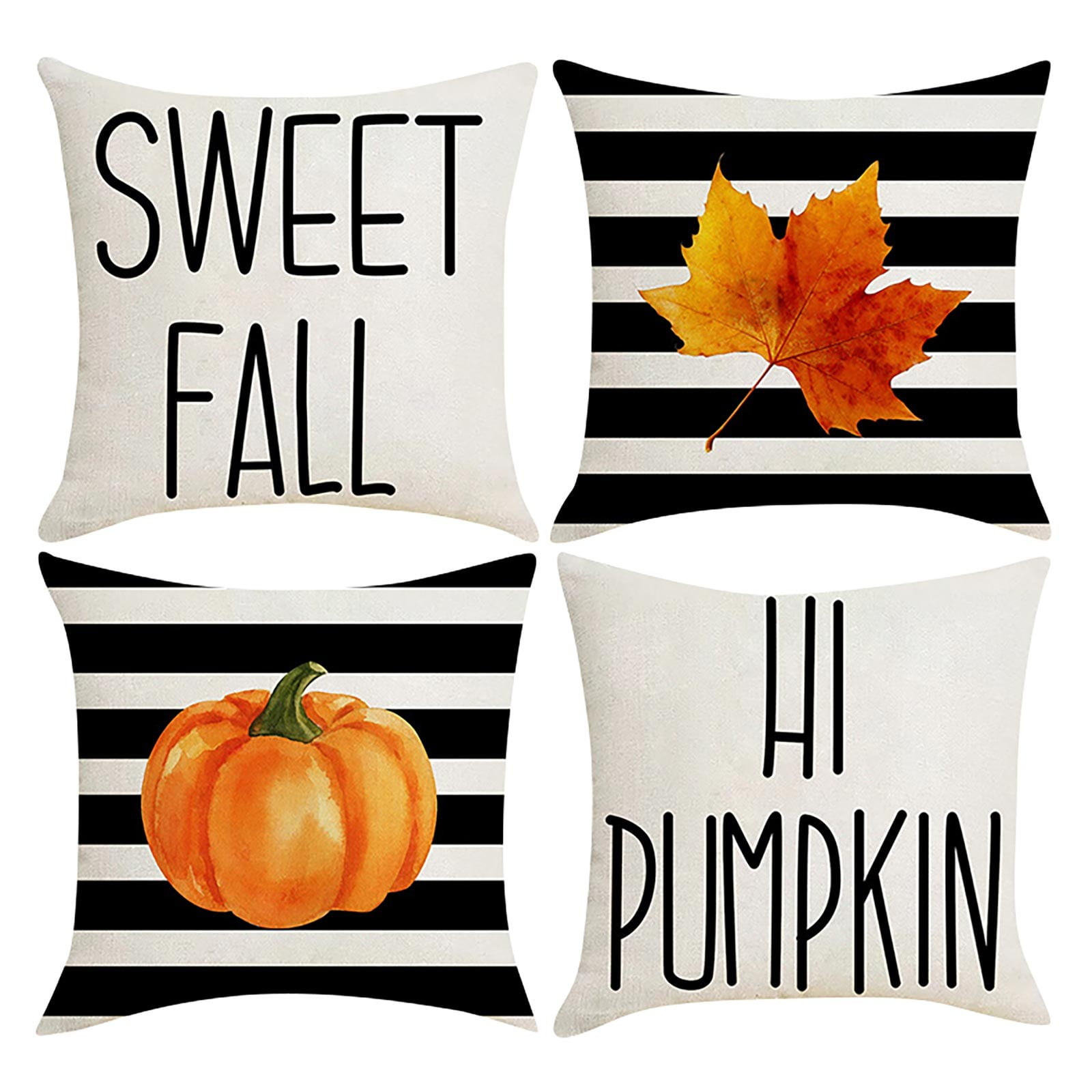 Fall Pillow Covers 18x18 Set of 4 Hello Pumpkin Farmhouse Decorations ...