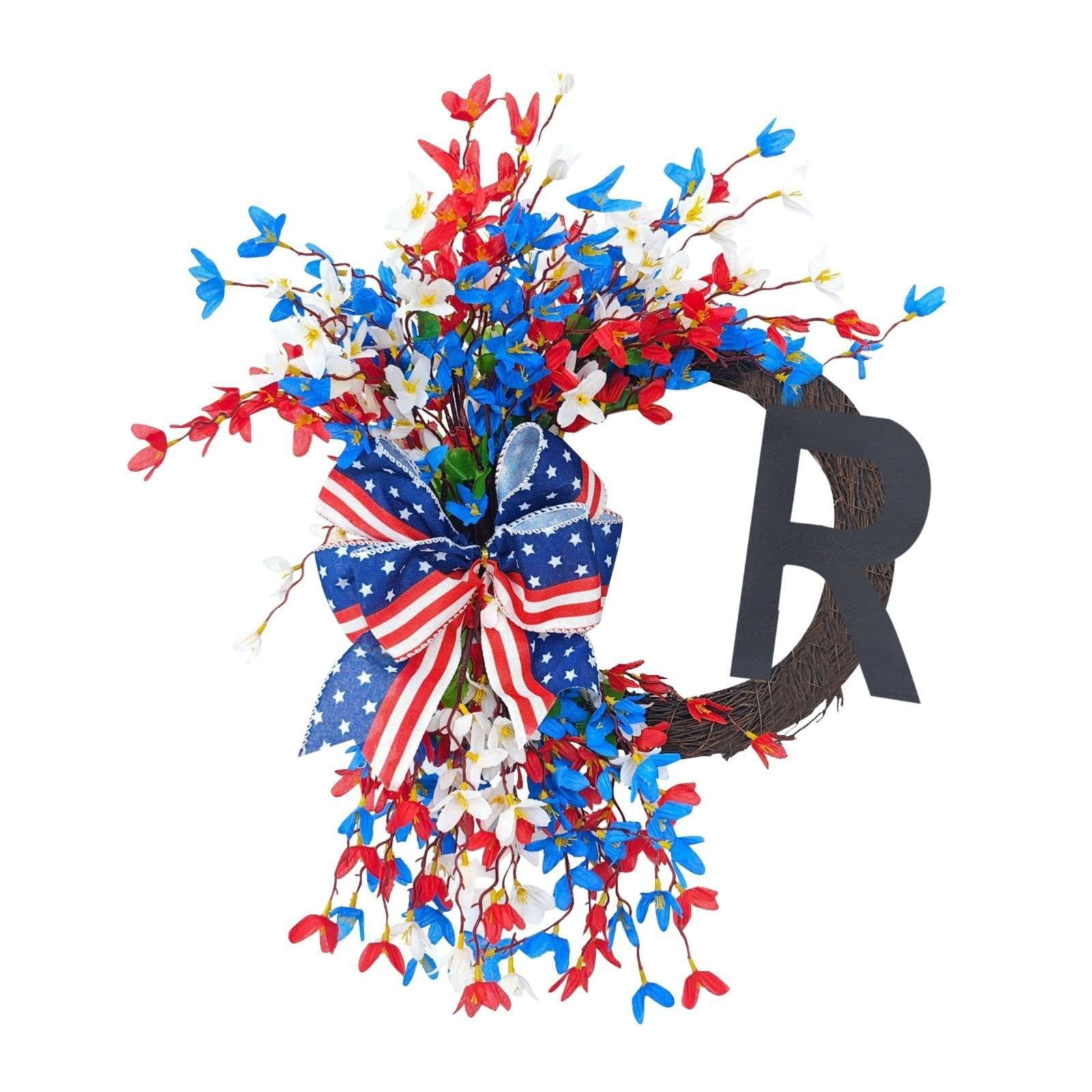 18x18 Inch 4th of July Wreath Patriotic Wreath for Front Door Red White ...
