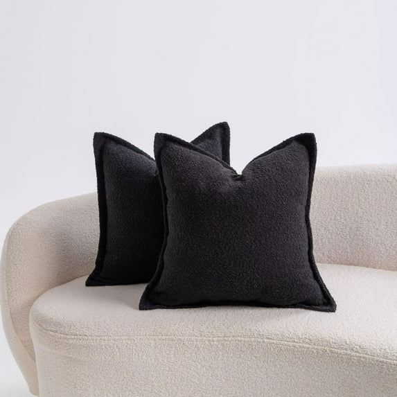 18x18 Inch Boucle Throw Pillow Cover 2-Pack Soft Textured Decorative ...