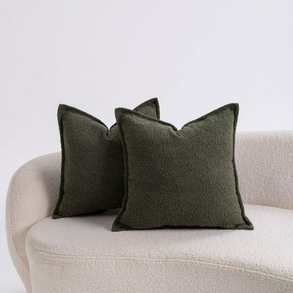 18x18 Inch Boucle Throw Pillow Cover 2-Pack Soft Textured Decorative ...