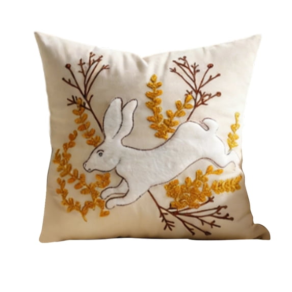 18x18 Inch Easter Bunny 3D Embroidered Pillowcase - Removable Washable ...