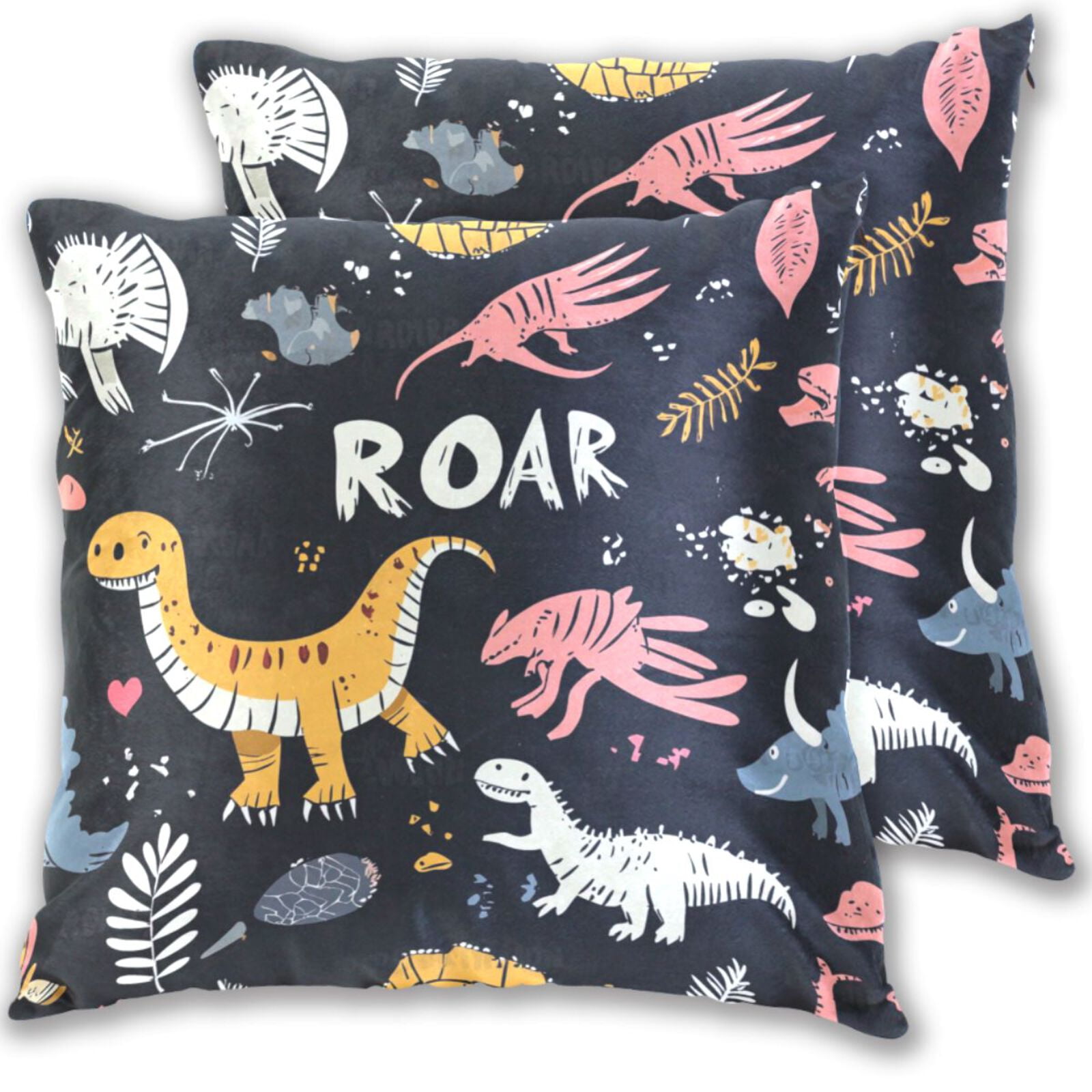 18x18 Inch Throw Pillow Covers 2-Pack - Cotton Velvet Double-Sided ...