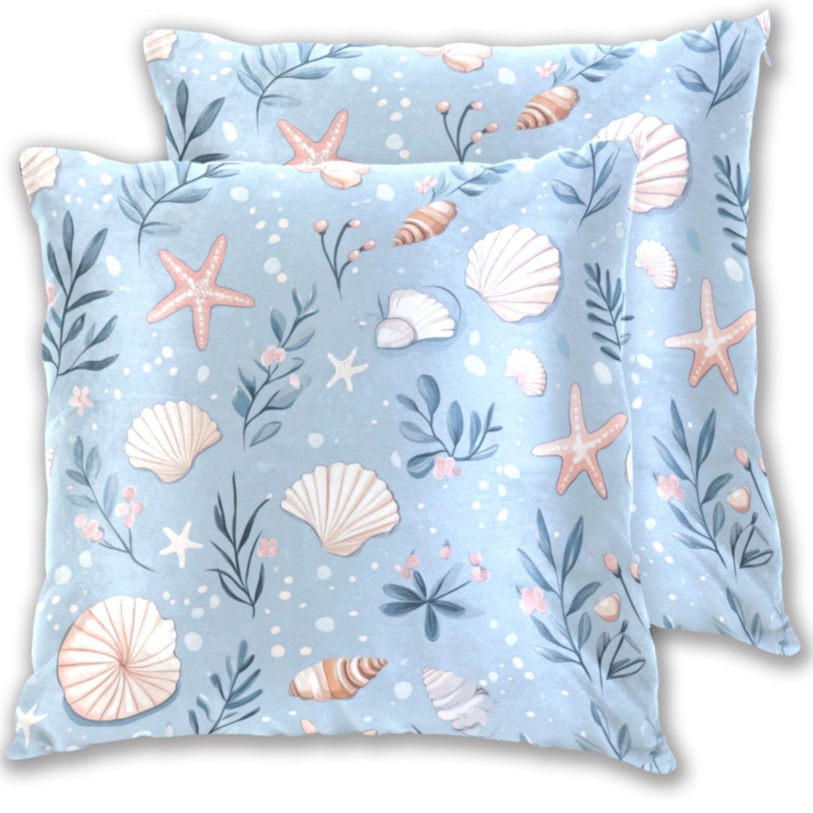 18x18 Inch Throw Pillow Covers 2-Pack - Cotton Velvet Double-Sided ...