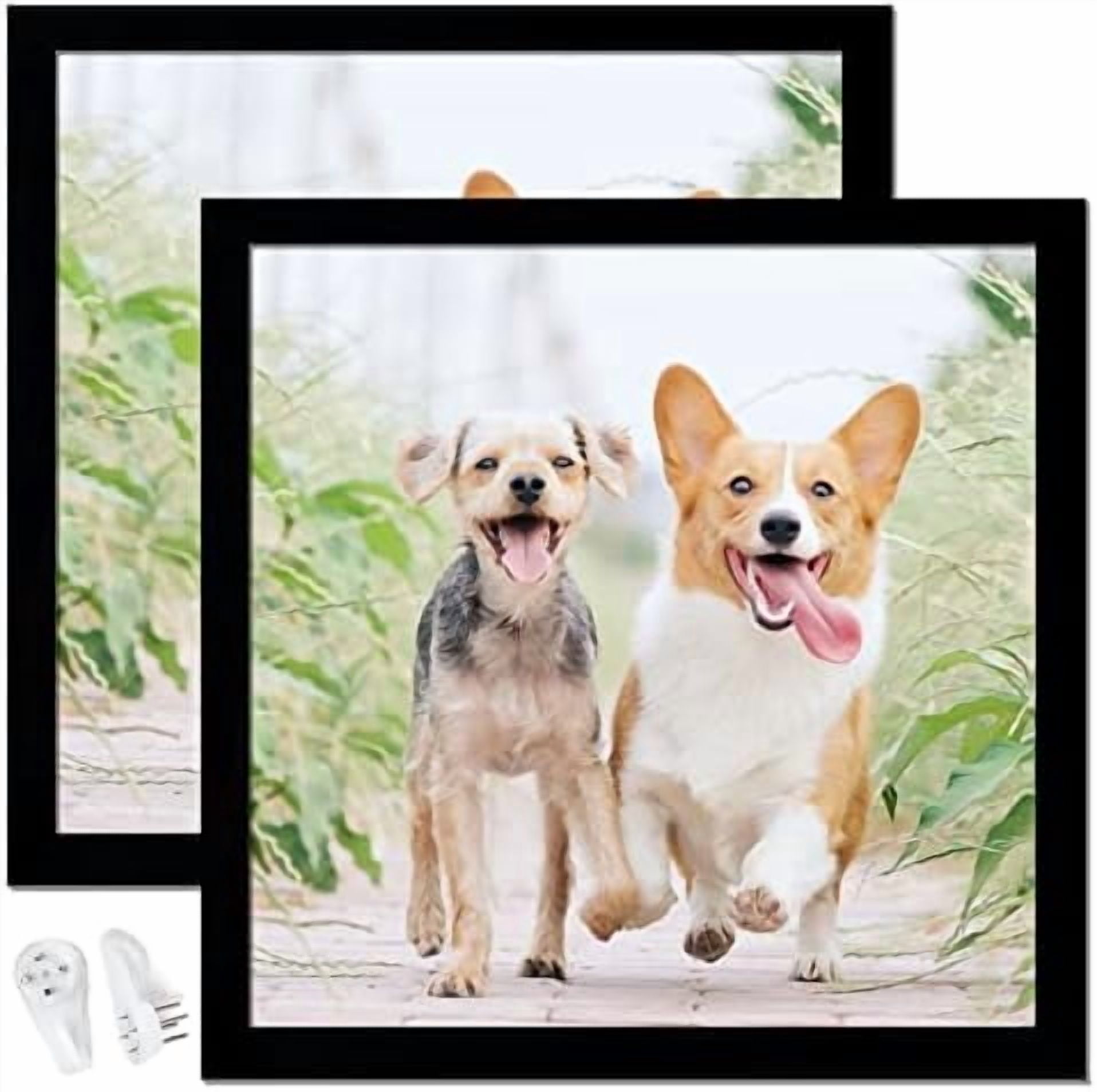 18x18 Picture Frame Set of 2, Black Square Photo Frames High ...