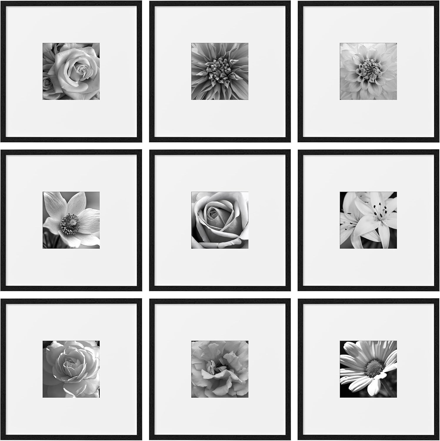 18x18 Picture Frames Set of 9, Classic Gallery Wall Frame Set for 8x8 ...