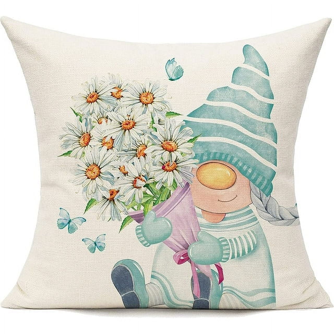 18x18 Set of 4 All Smiles Outdoor Green Spring Throw Pillow Covers ...