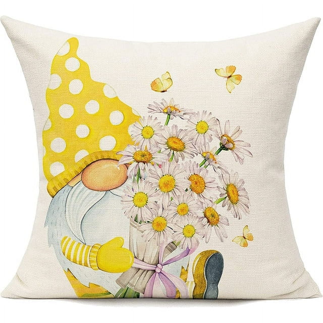 18x18 Set of 4 All Smiles Outdoor Green Spring Throw Pillow Covers ...