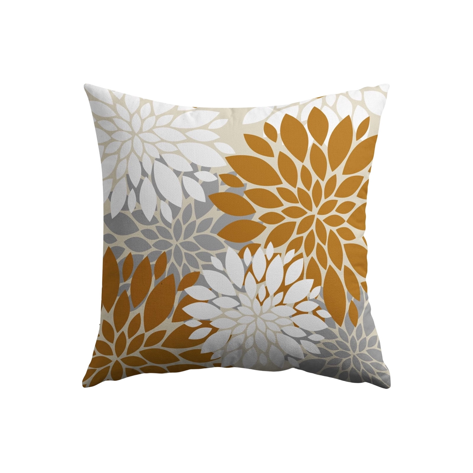 18x18in Floral Throw Pillow Covers Soft Linen Blend Zippered Cushion ...