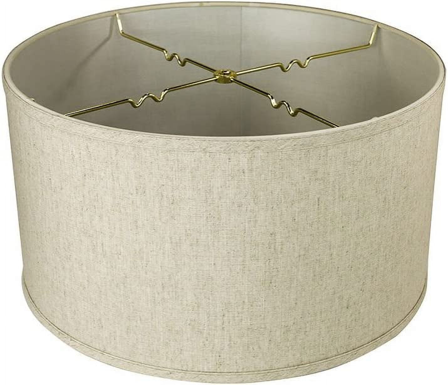 18x18x10 Textured Oatmeal Shallow Drum Lampshade with Brass Spider ...
