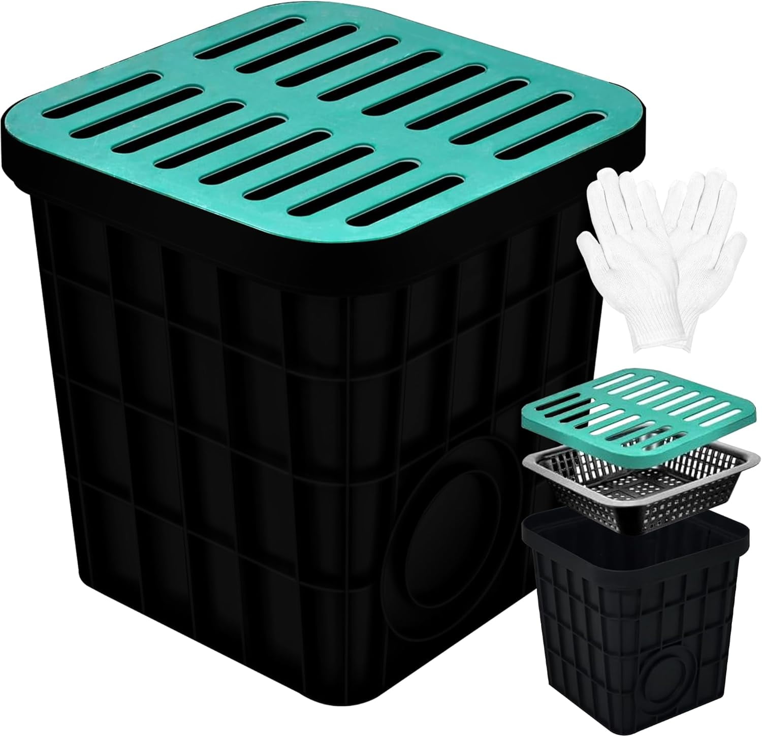 18x18x15 in Large Catch Basin for Drainage with Debris Basket,Catch ...