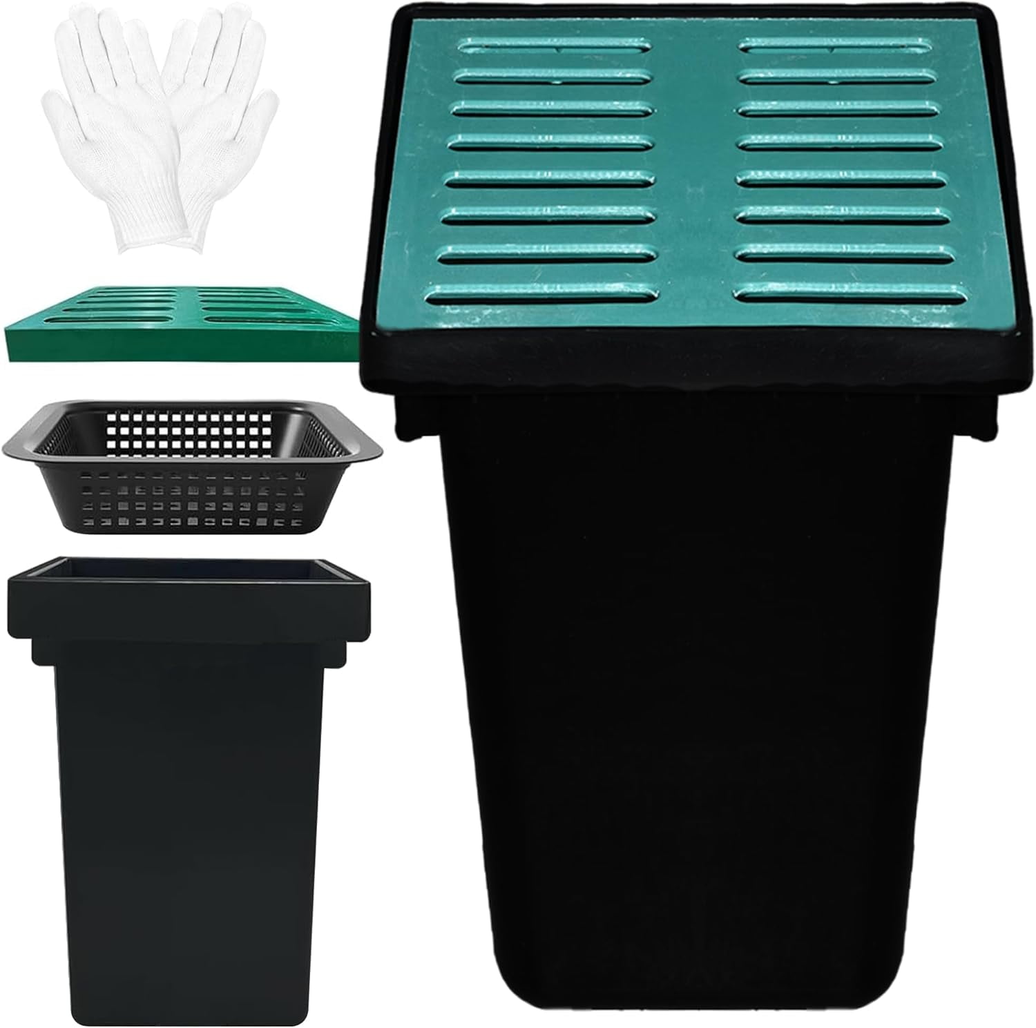 18x18x24 in Large Catch Basin for Drainage with Debris Basket,Catch ...