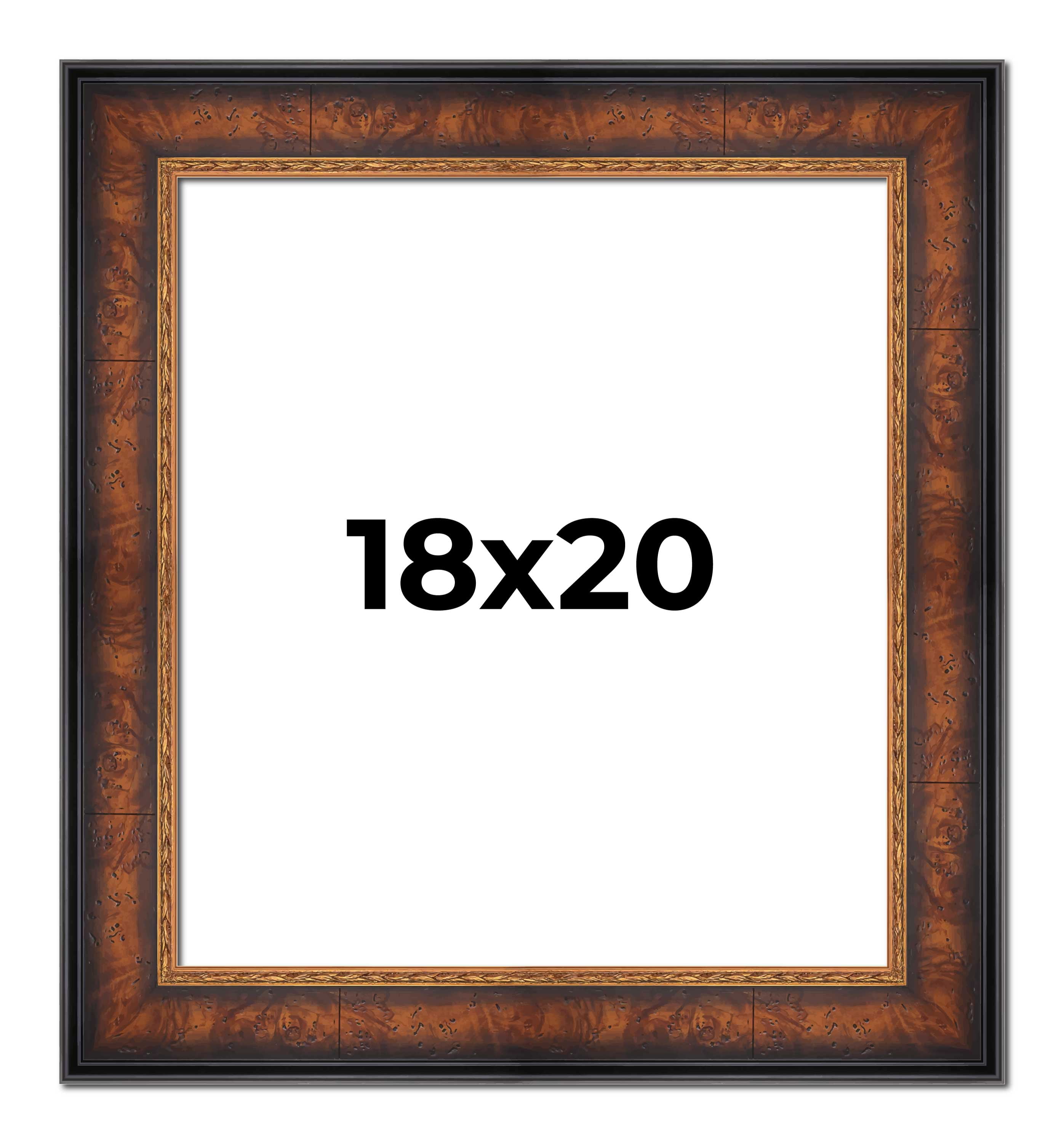 18x20 Frame Brown Walnut Gold Ornate Trim Solid Wood Plein Air Picture ...