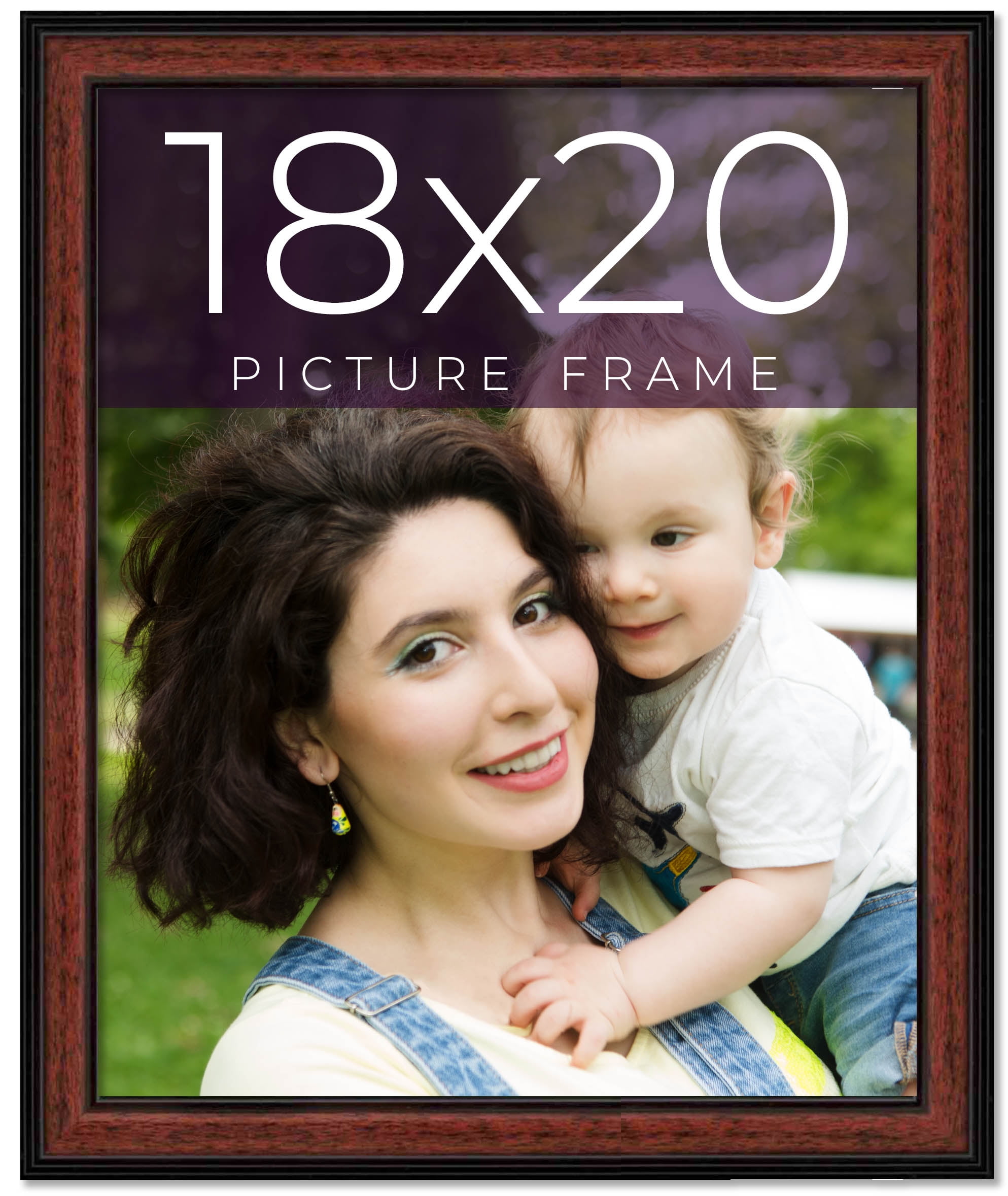 18x20 Frame Executive Brown Round Mahogany Finish Solid Wood Picture ...