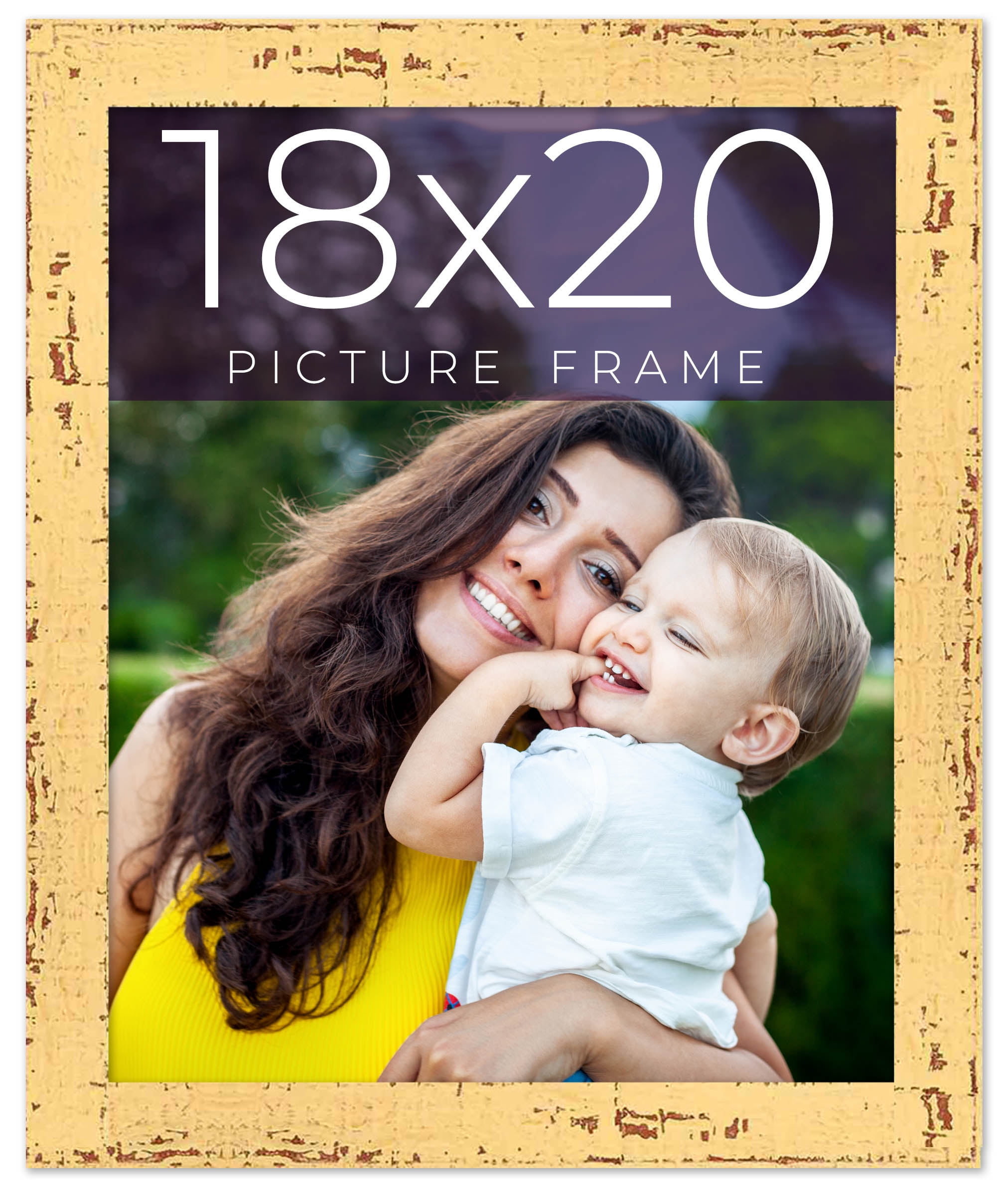 18x20 Frame Yellow Real Wood Picture Frame Width 1.25 inches | Interior Frame Depth 0.5 inches ...