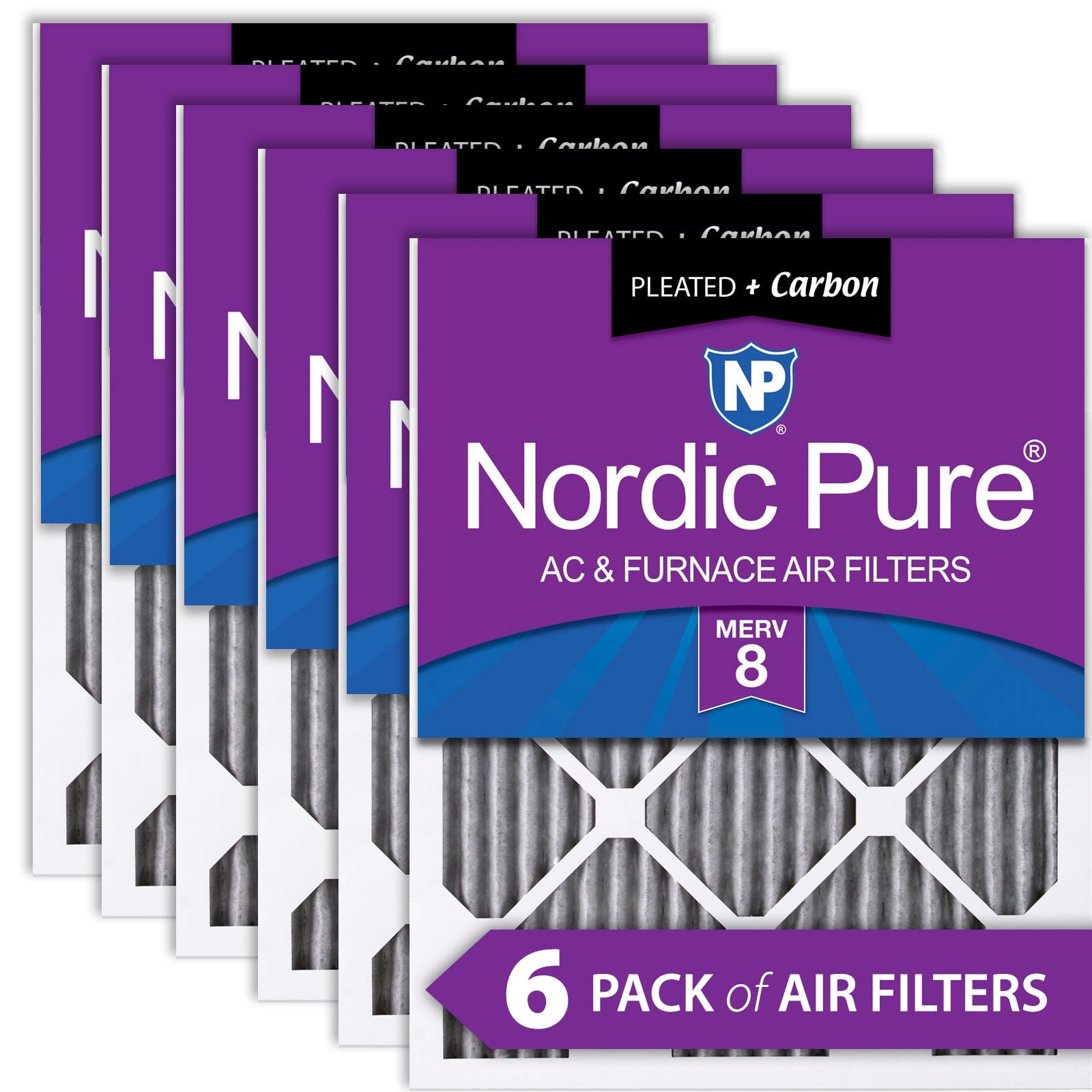 18x20x1 (17_1/2x19_1/2) Furnace Air Filters MERV 8 Pleated Plus Carbon ...