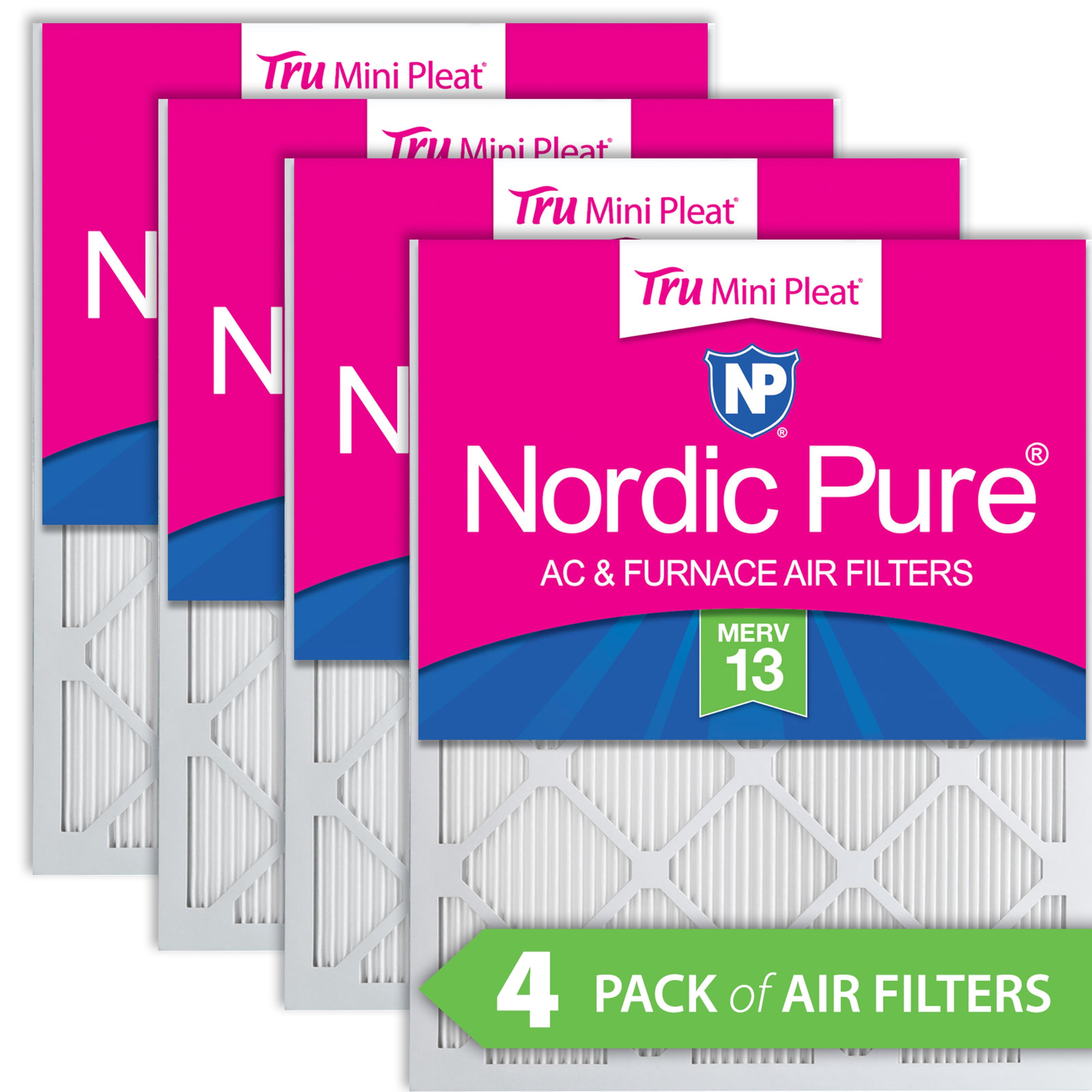 18x20x1 (17_3/4x19_3/4) Nordic Pure Tru Mini Pleat MERV 13 Air Filters ...