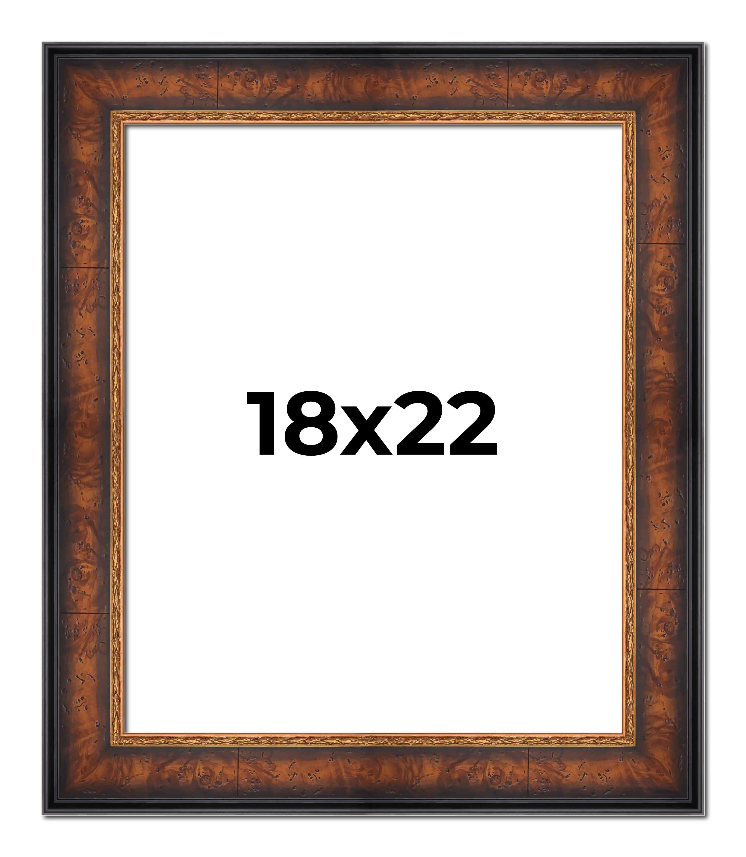 18x22 Frame Brown Walnut Gold Ornate Trim Solid Wood Plein Air Picture ...