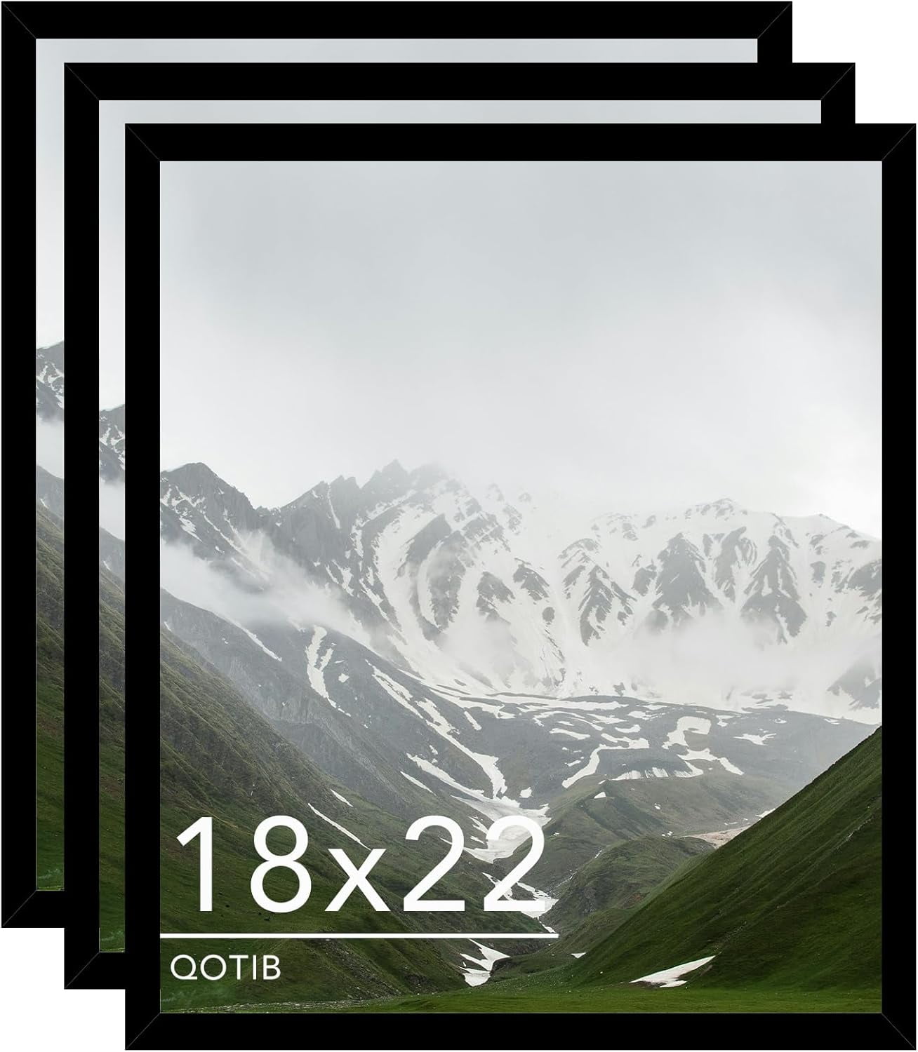 18x22 Picture Frame Black for Wall Mounting Set of 3, Horizontal and ...