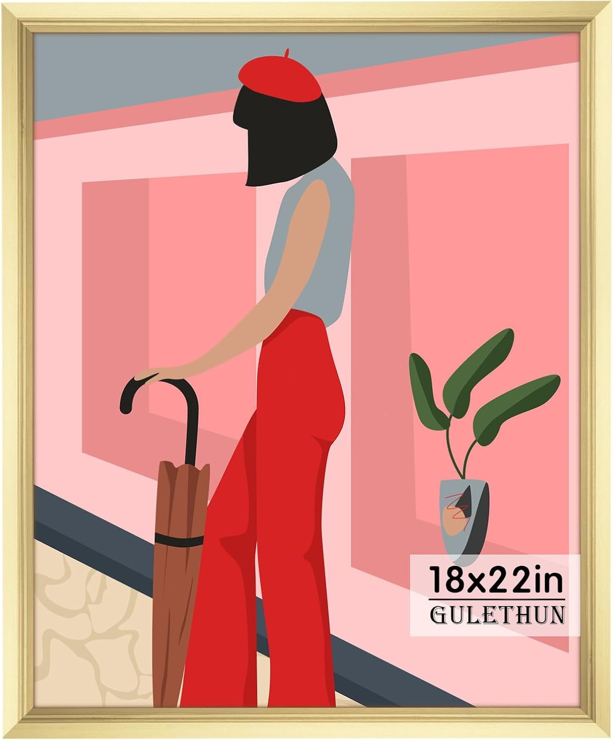 18x22 Picture Frame, Gold Poster Frame, Home Decor Natural Gallery Frames, Horizontal or ...