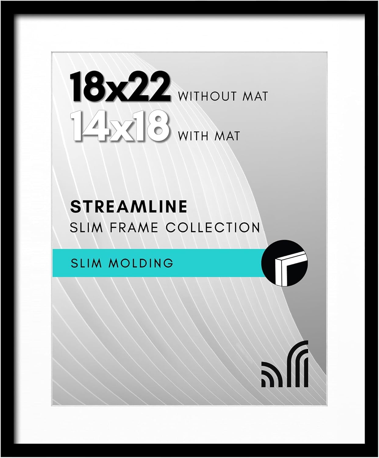 18x22 Picture Frame with Polished Plexiglass - Use As 14x18 Frame with Mat or 18x22 Frame ...