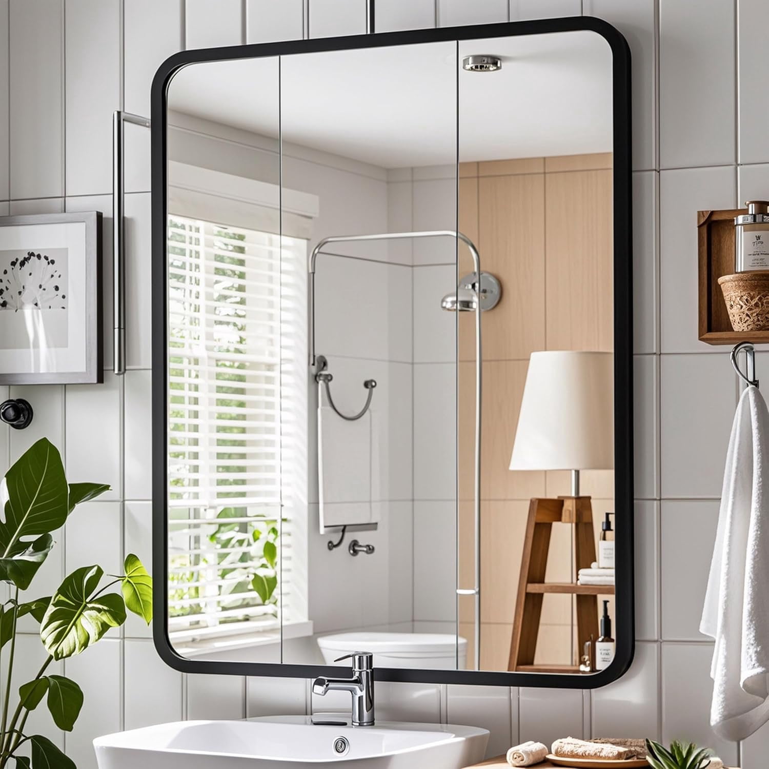 Black Rectangle Bathroom Mirror