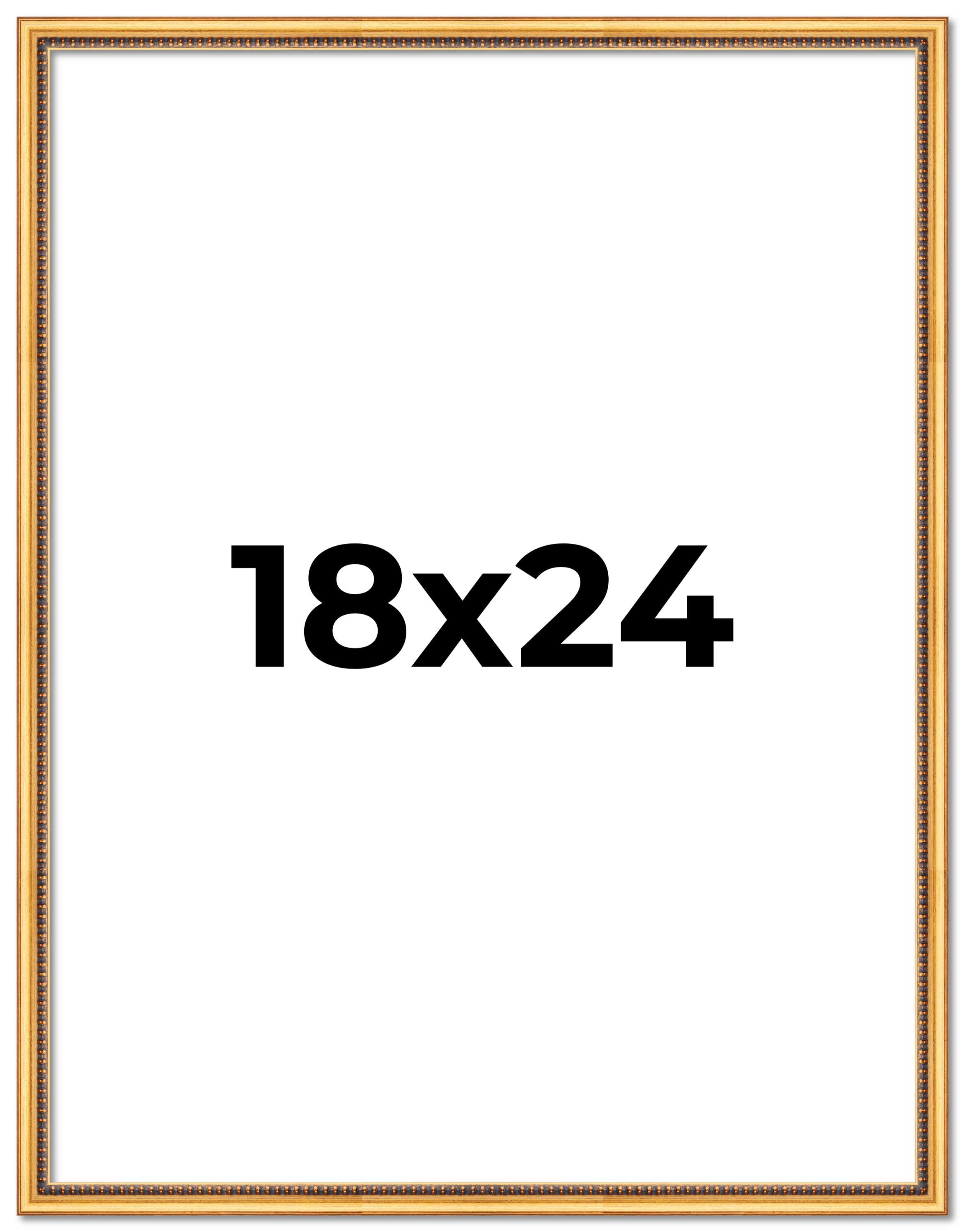 18x24 Frame Beaded Gold Solid Wood Picture Frame | 0.75 Inches Moulding ...