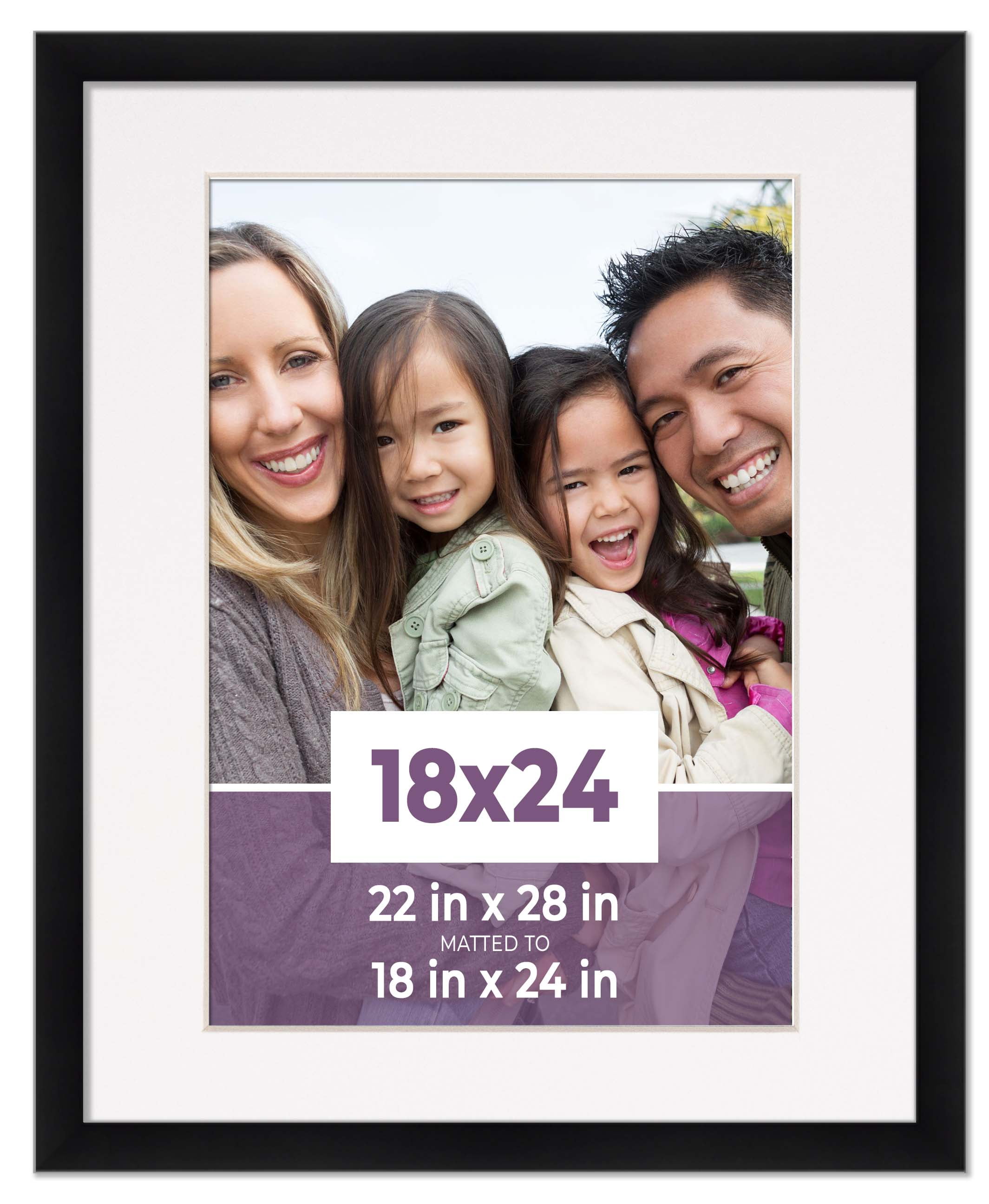 18x24 Frame Black With White Picture Mat For 18x24 Photo - Black 22x28 ...