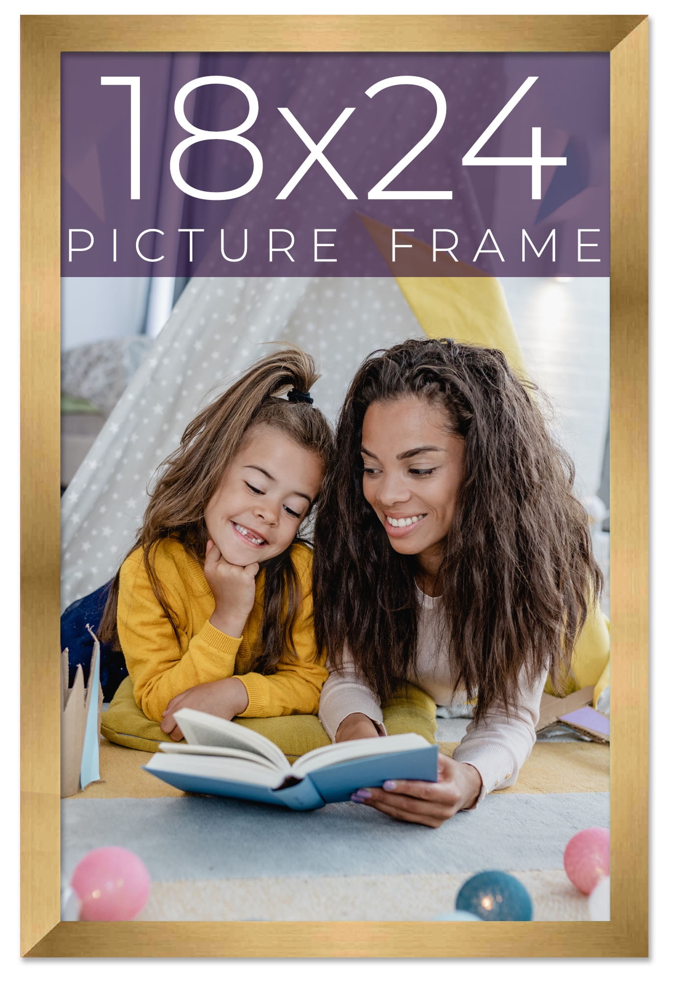 18x24 Frame Gold Bronze Solid Wood Picture Frame Width 0.75 Inches ...