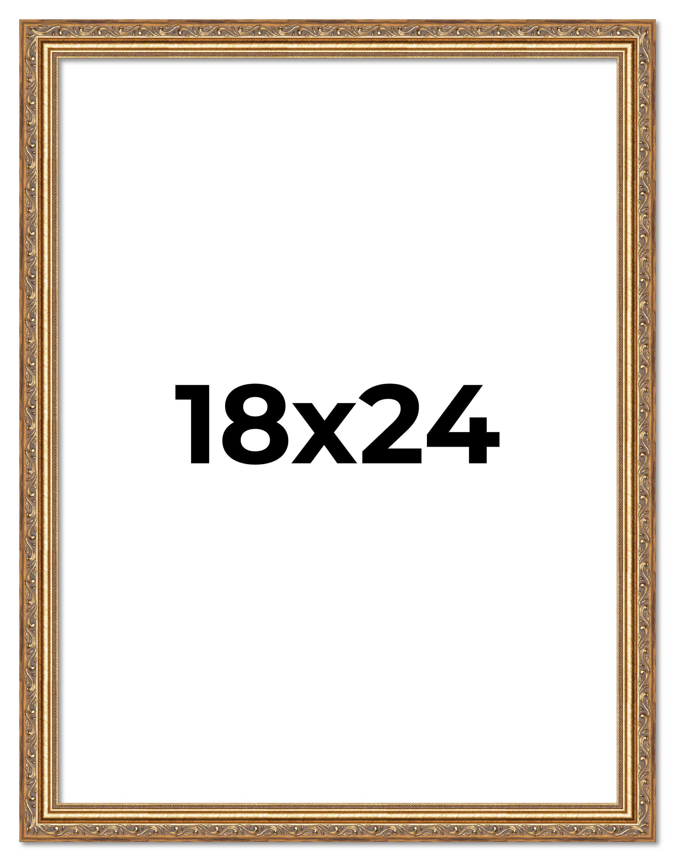 18x24 Frame Gold Solid Wood Picture Frame Width 1.25 Inches | Interior Frame Depth 0.375 Inches ...