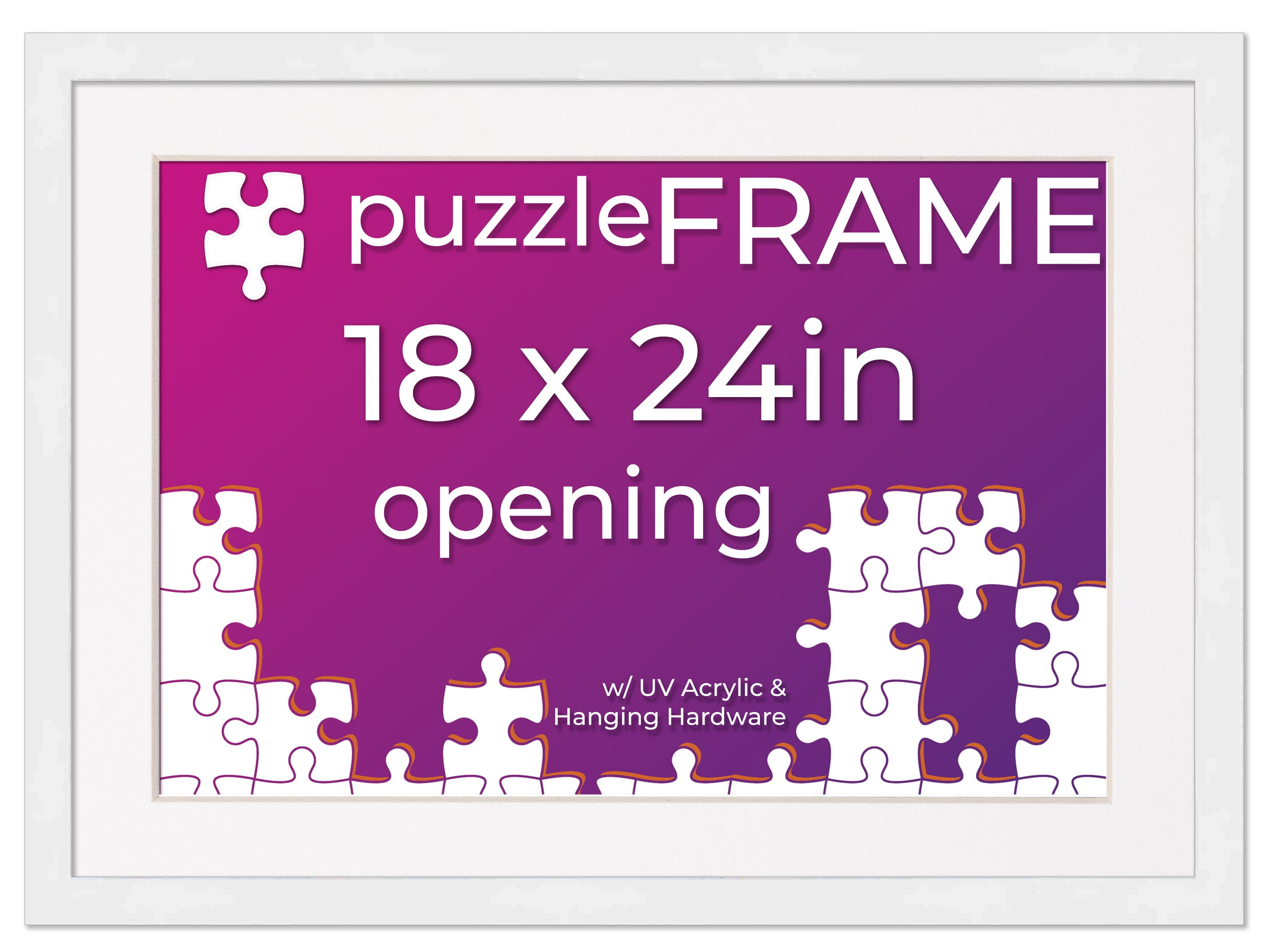 18x24 Jigsaw Puzzle Frame Kit - Kit Includes Puzzle Glue Sheets, White ...
