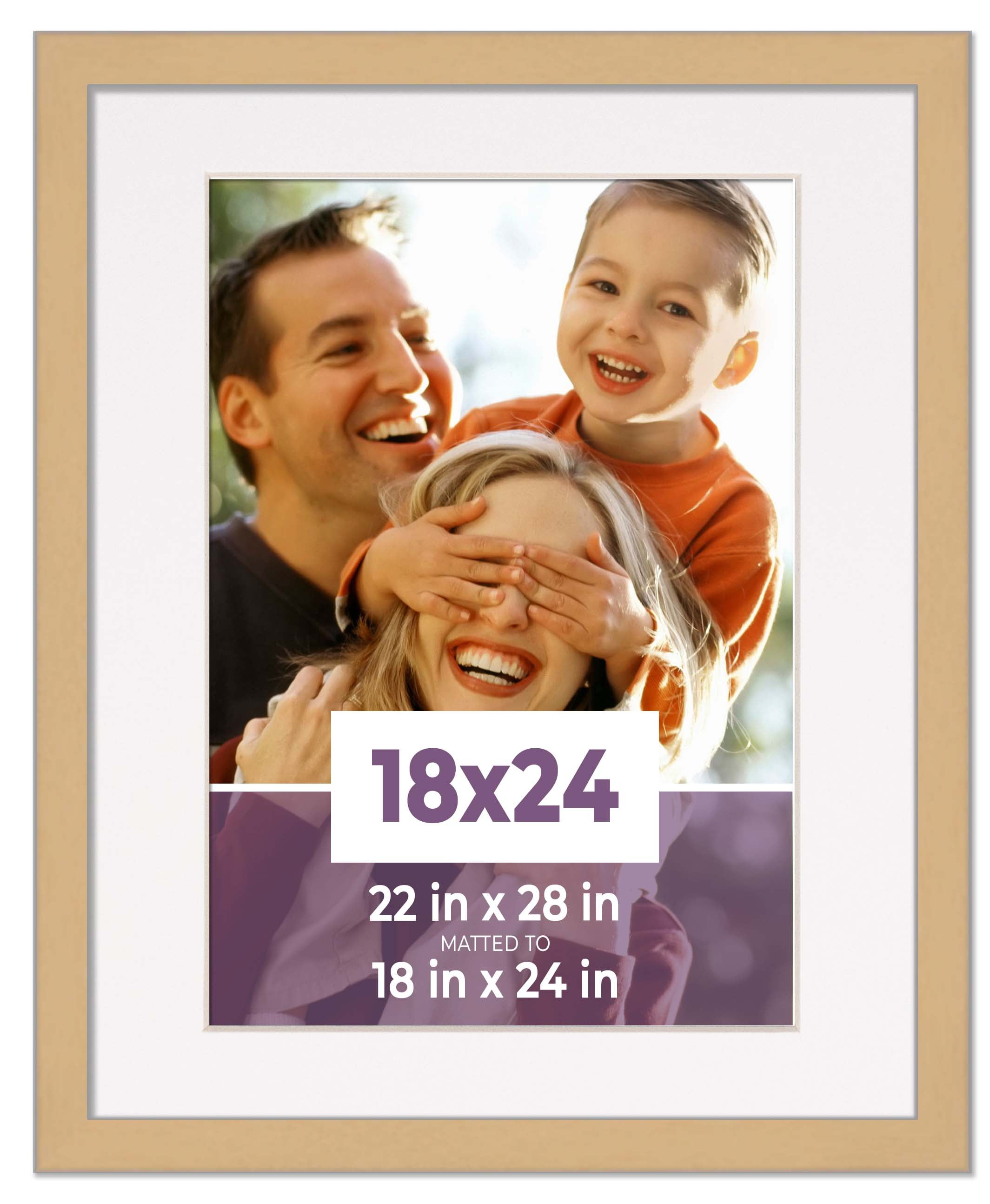 18x24 Frame Natural With White Picture Mat For 18x24 Photo - Natural ...