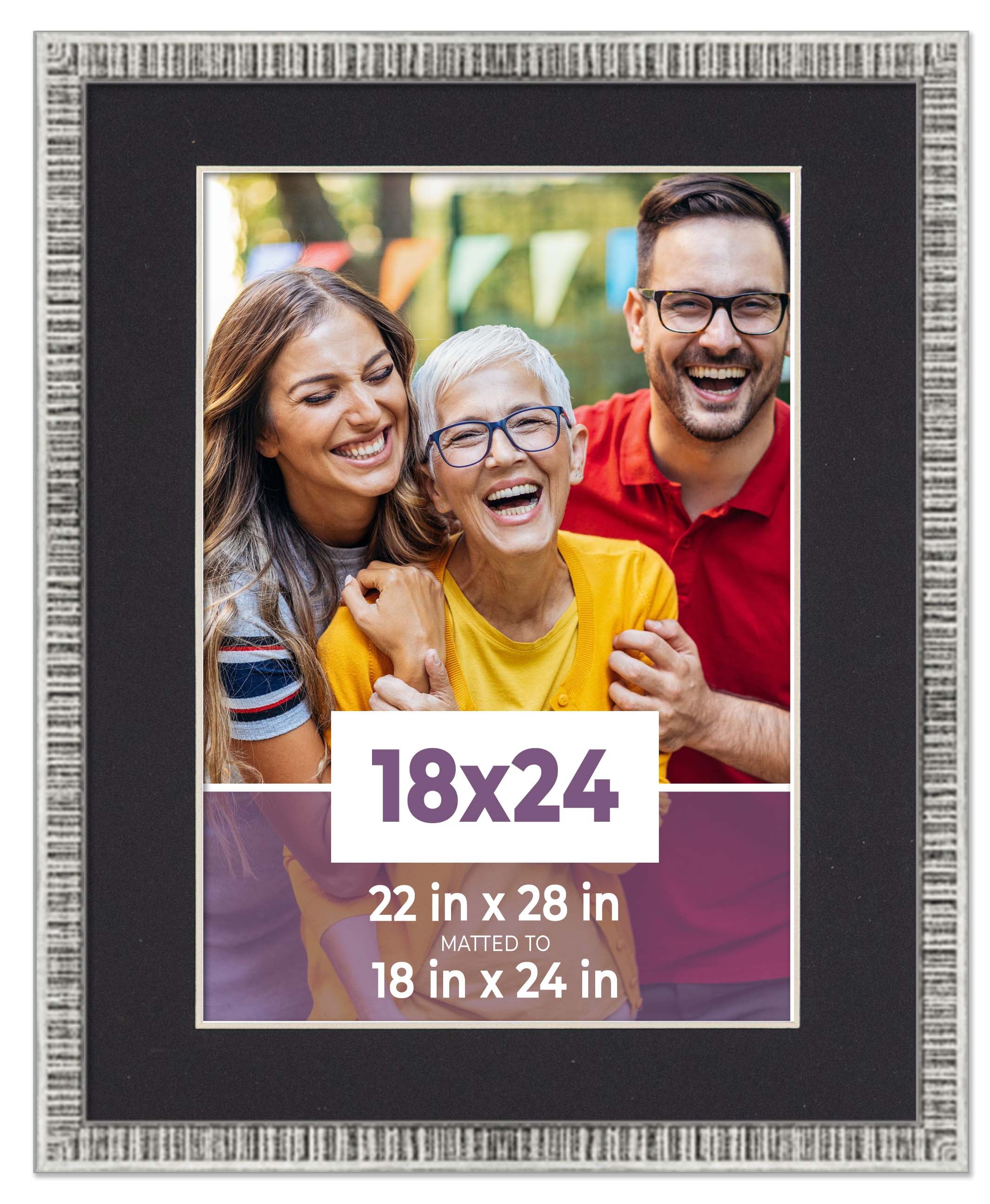 18x24 Frame Silver With Black Picture Mat For 18x24 Photo - Silver ...