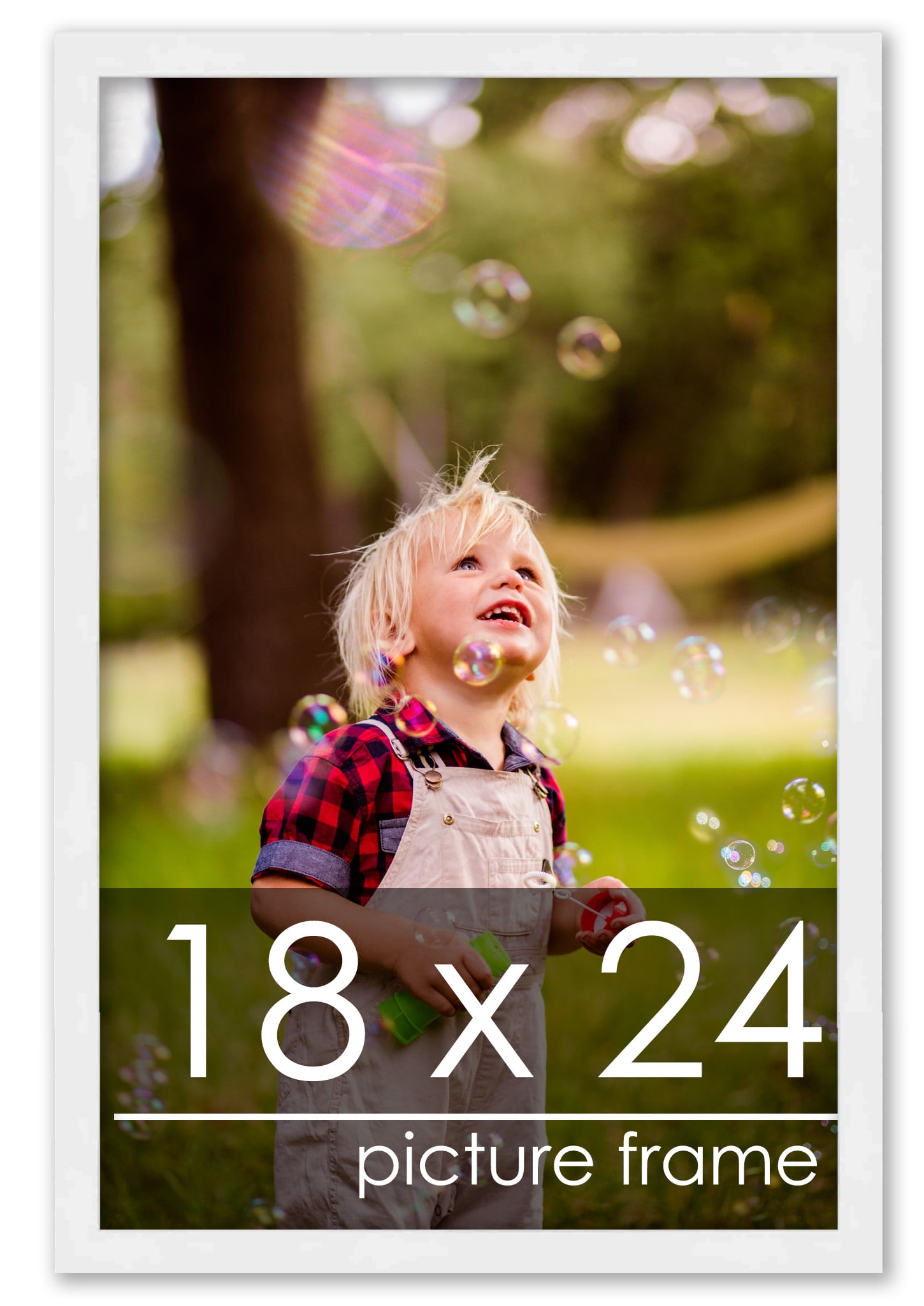 18x24 Frame White Wood Picture Frame - UV Acrylic, Foam Board Backing ...