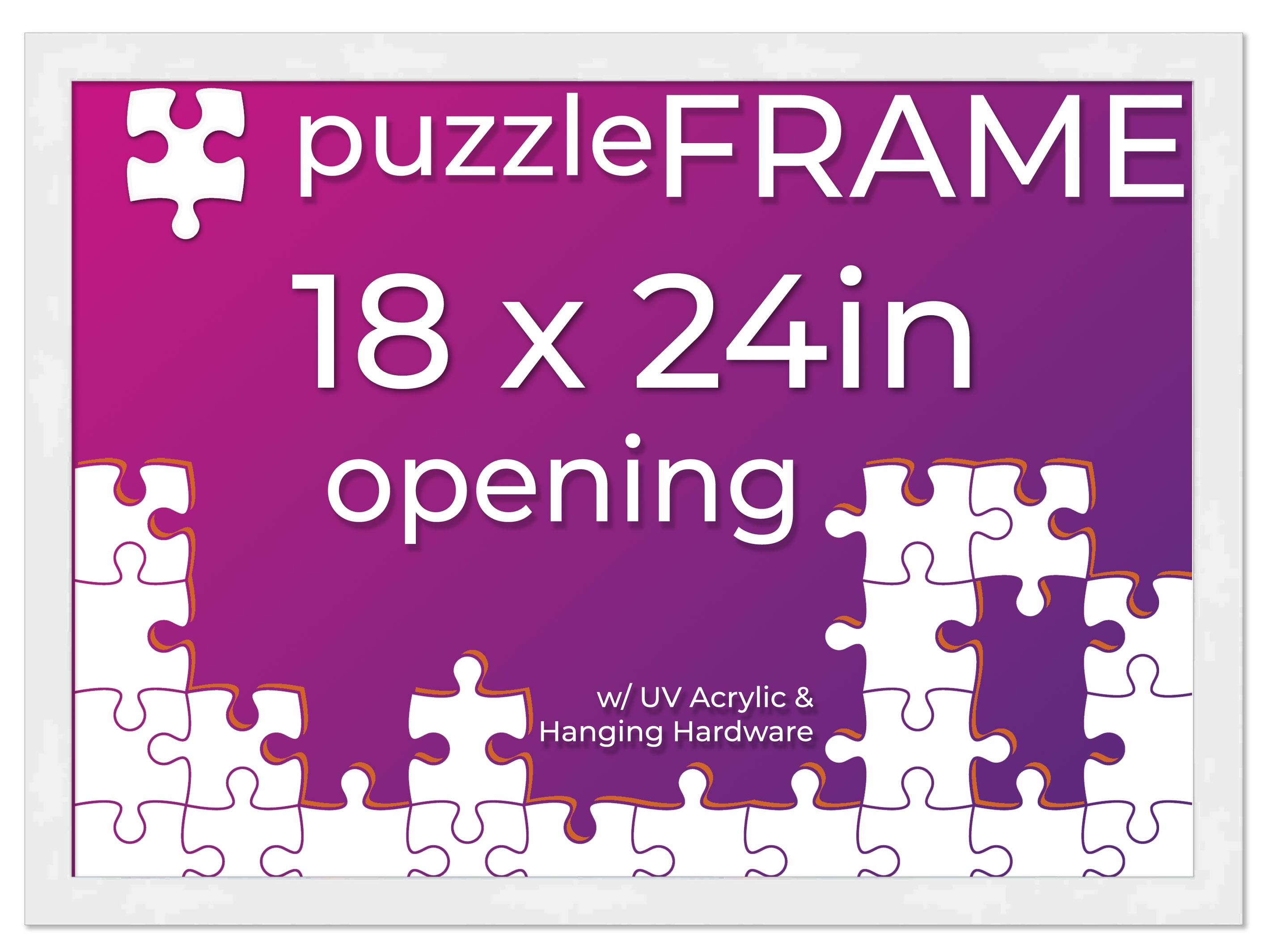 18x24 Jigsaw Puzzle Frame Kit - Kit Includes Puzzle Glue Sheets, White ...