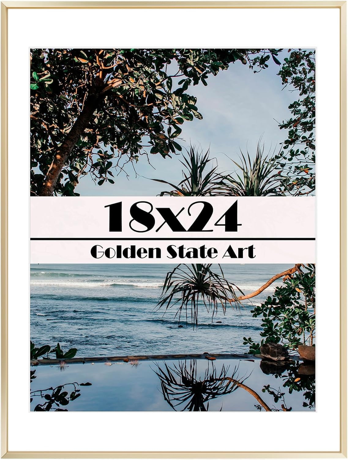 , 18x24 Gold Picture Frame Displays Photo 16x20 with Mat or 18 x 24 ...