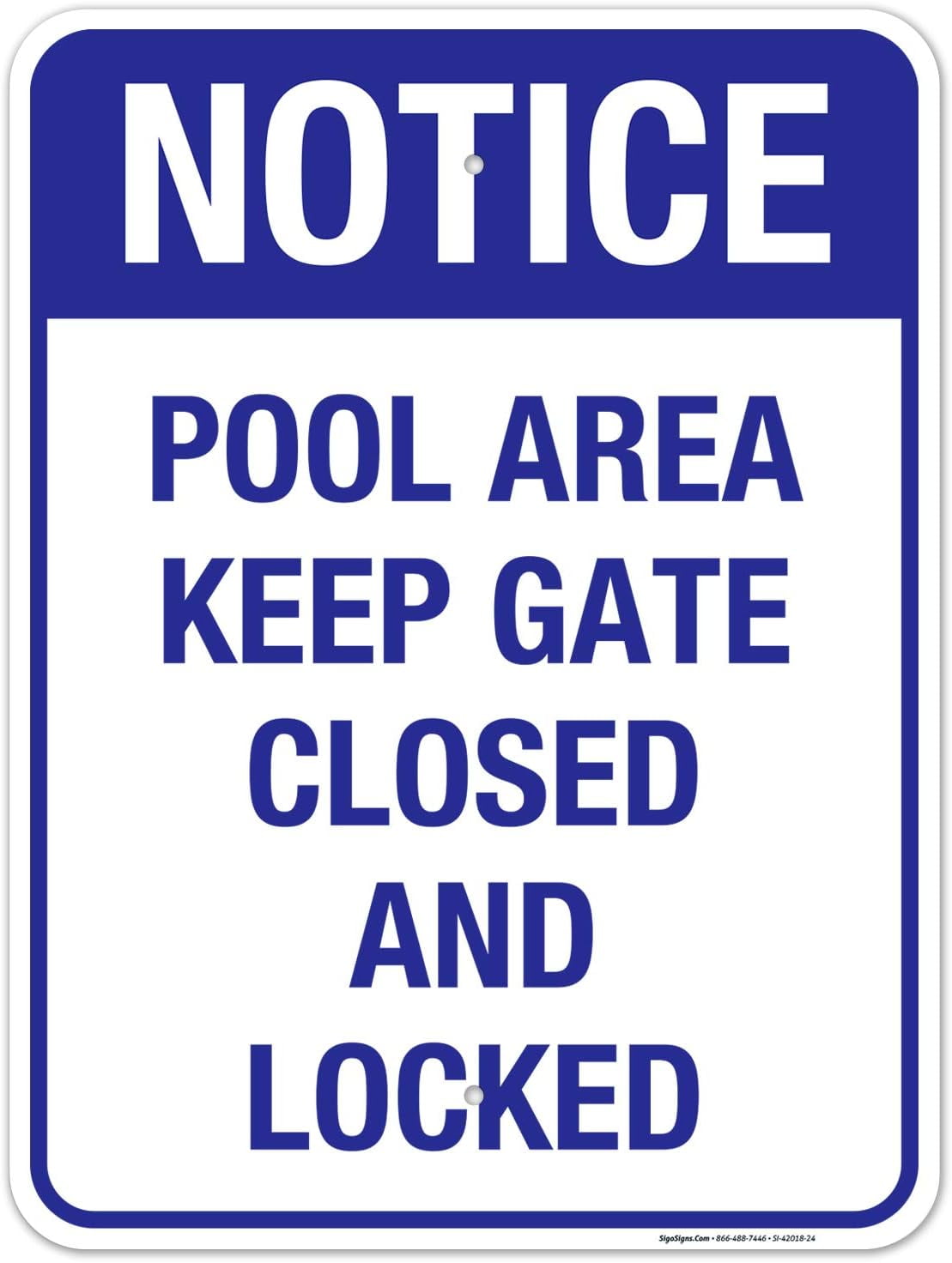18x24 Inches, Pool Area Sign, Keep Gate Closed and Locked Sign, Pool ...