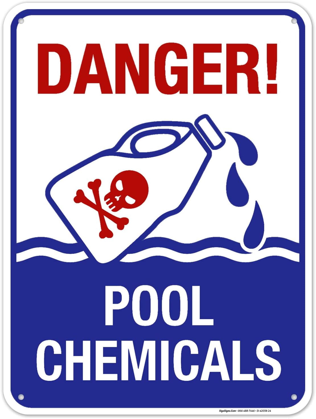 18x24 Inches, Pool Chemicals Pool Sign, 55 mil Thick HDPS (high Density ...