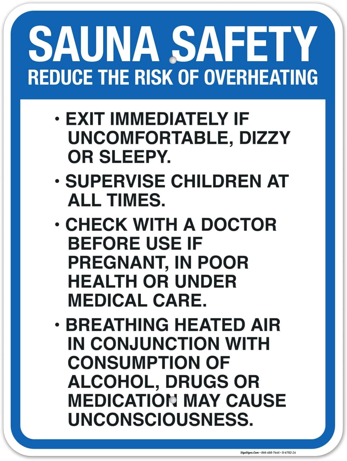 18x24 Inches, Sauna Safety Sign, Pool Sign, Rust Free .063 Aluminum ...