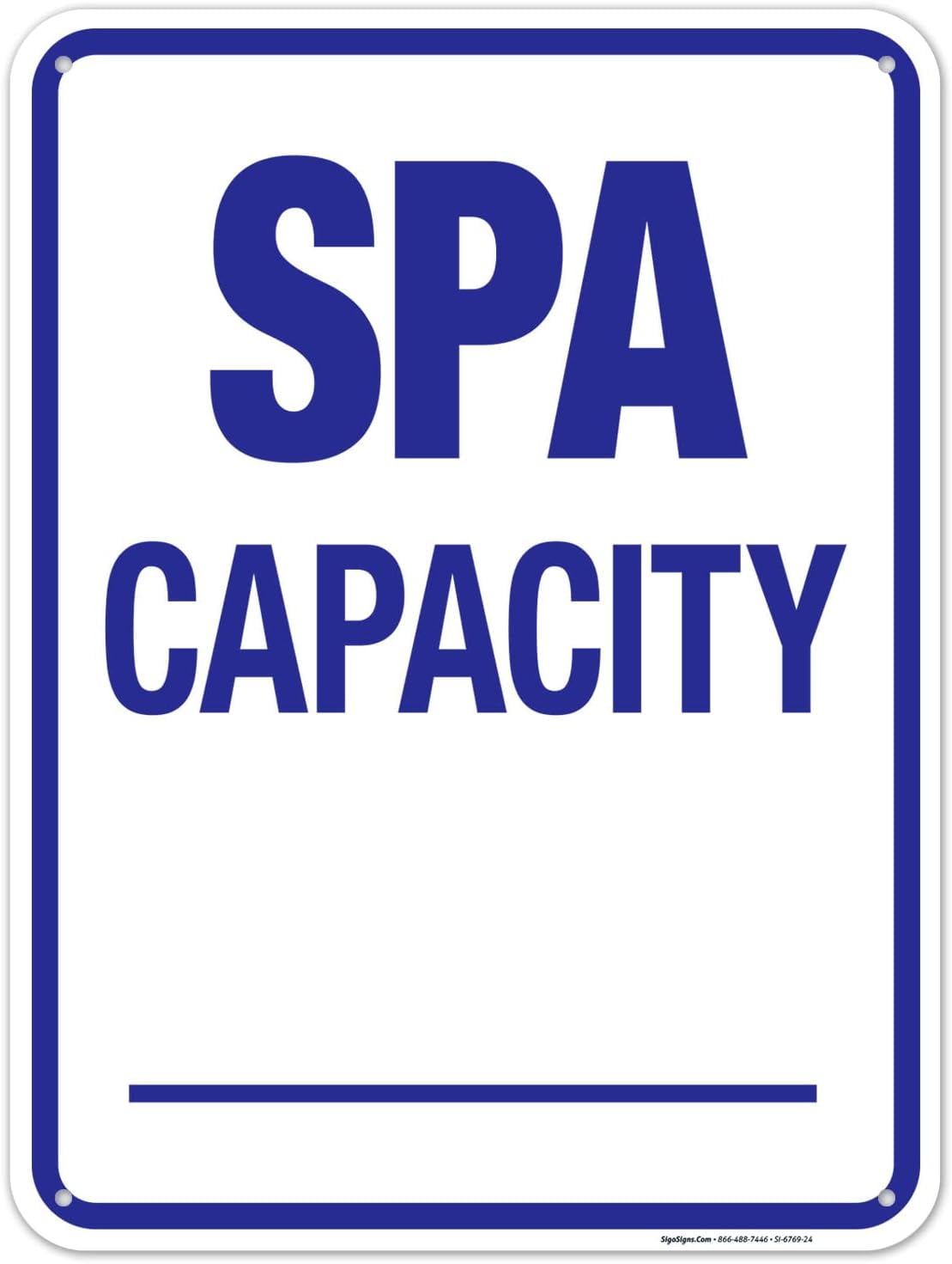 18x24 Inches, Spa Capacity Sign, Pool Sign, 55 mil Thick HDPS (high ...
